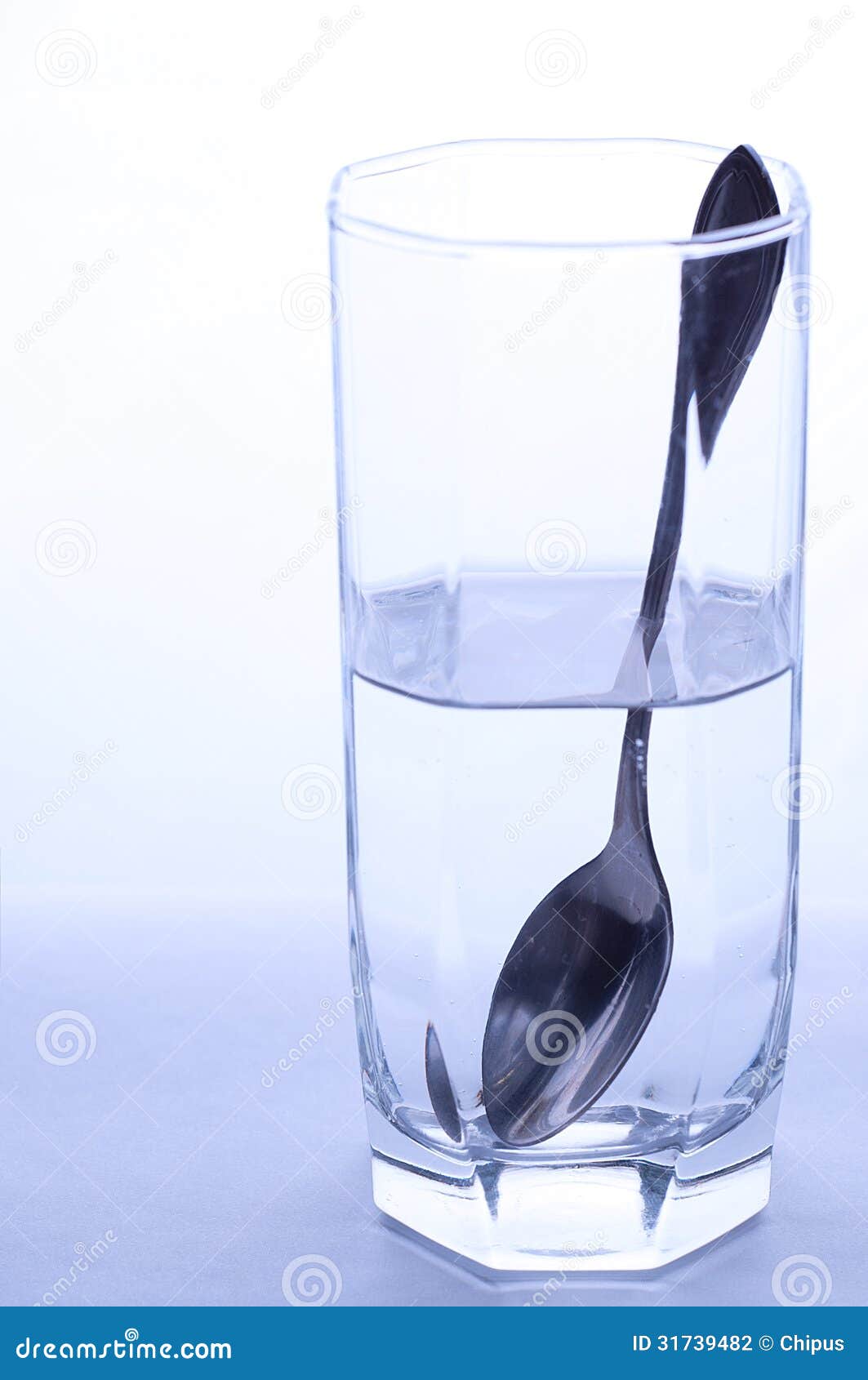 Verre De L'eau Avec La Cuillère Photo stock - Image du liquide ...
