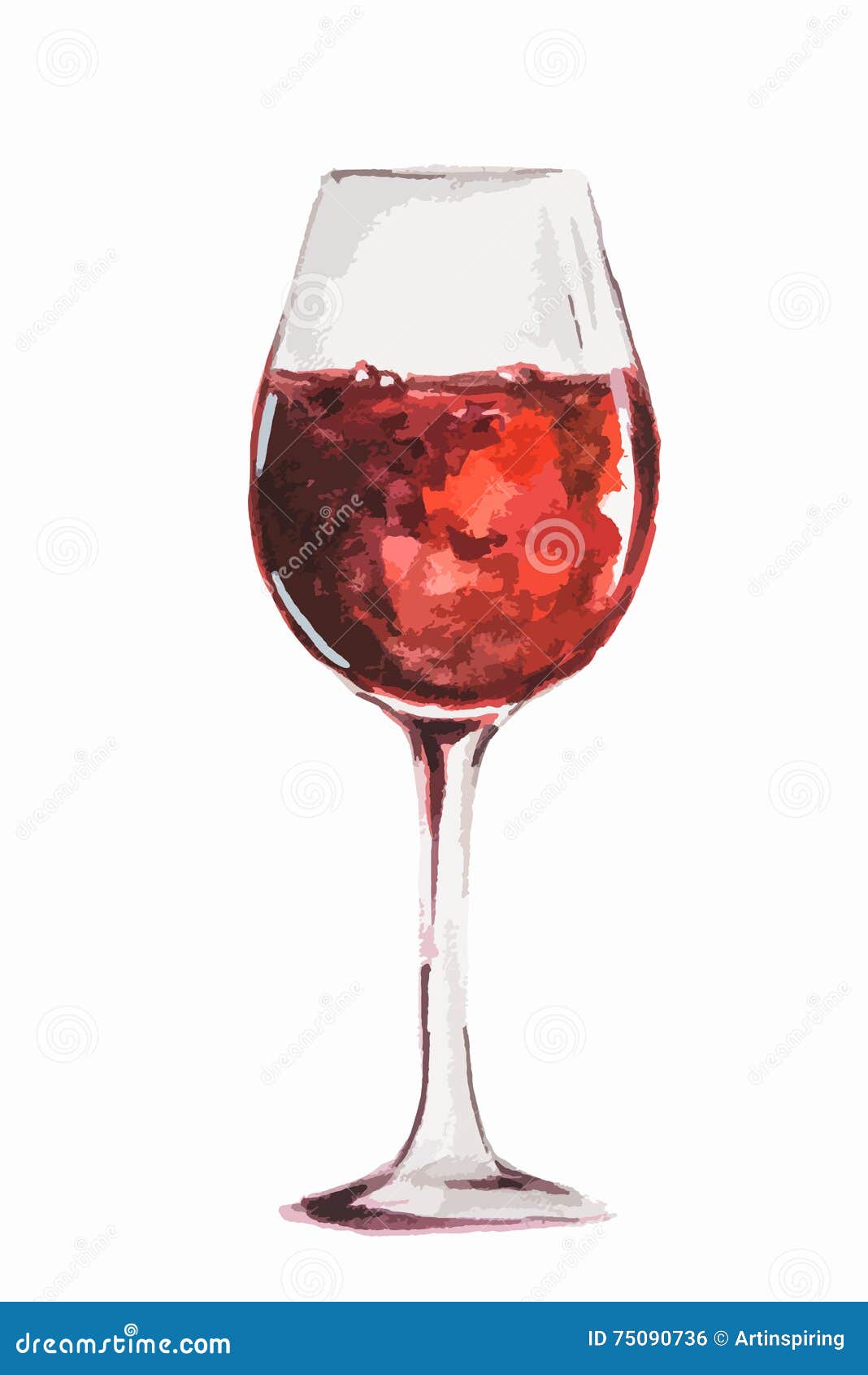 Verre de vin d'aquarelle illustration de vecteur. Illustration du ...