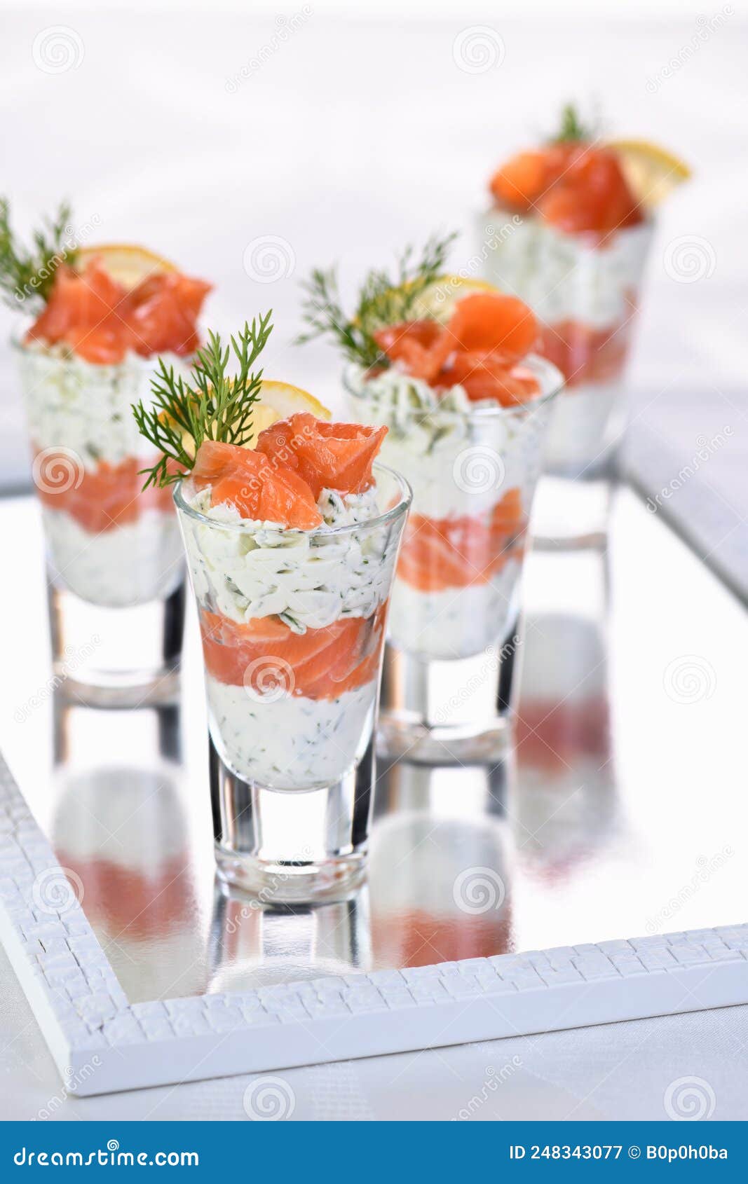 Verrine Soft Cheese Cream and Salmon Stock Image - Image of feast ...