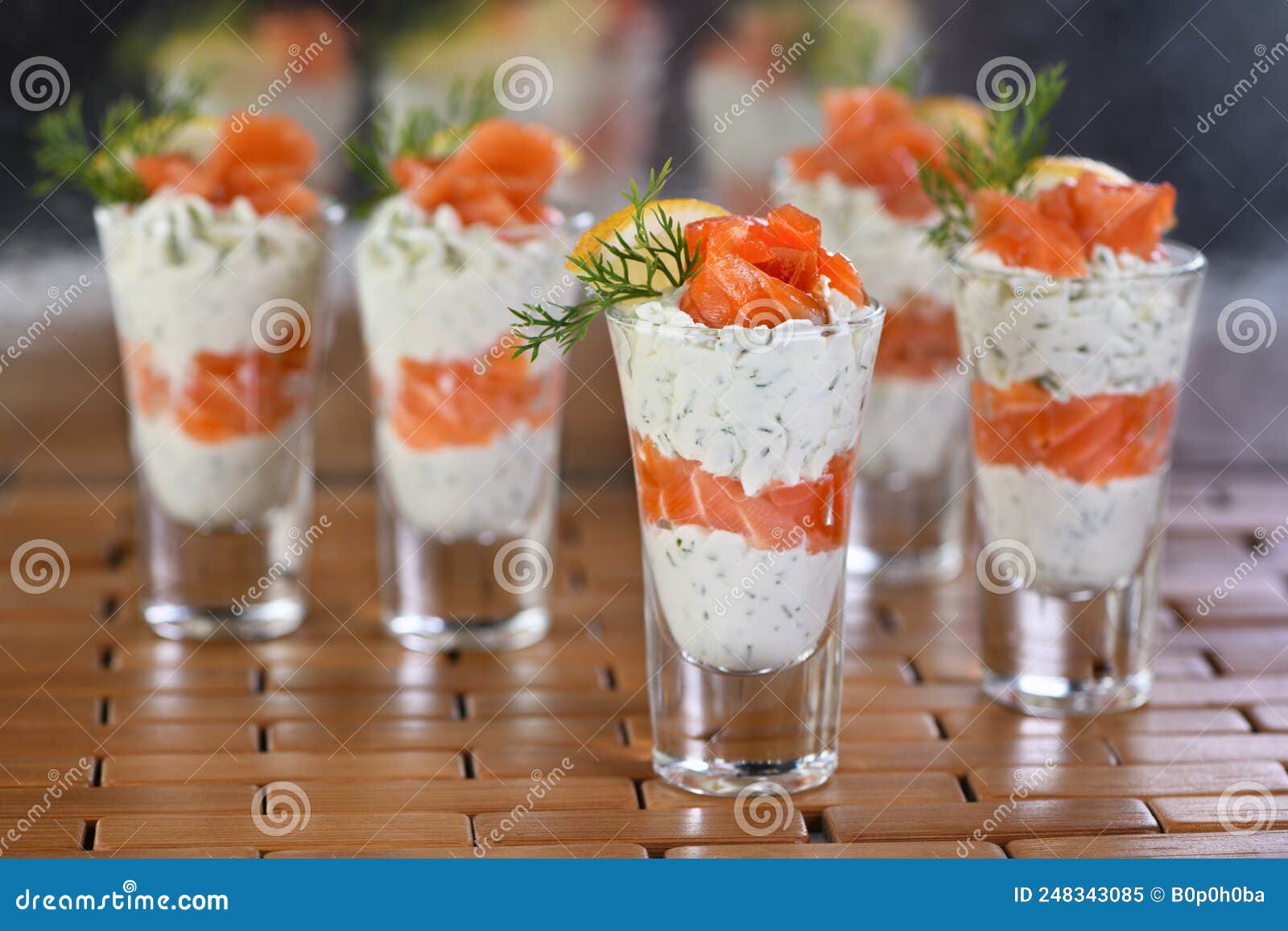 Verrine Soft Cheese Cream and Salmon Stock Image - Image of festive ...