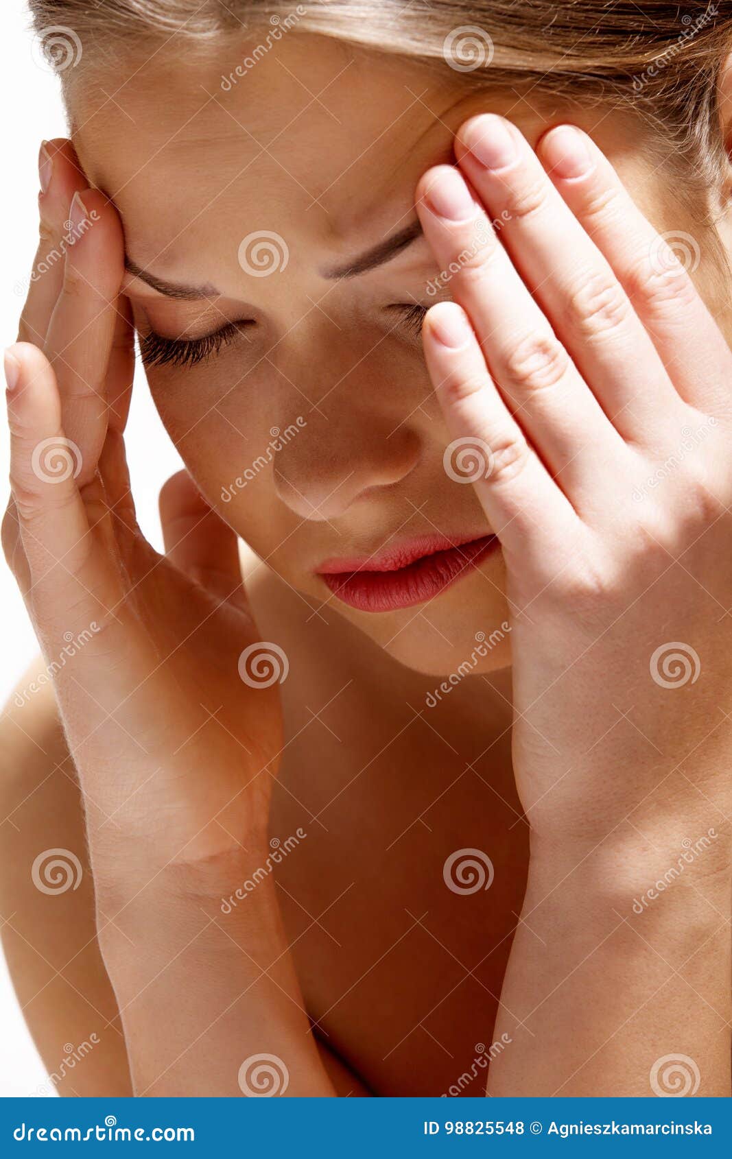 Verry strong headache stock photo. Image of hair, front - 98825548