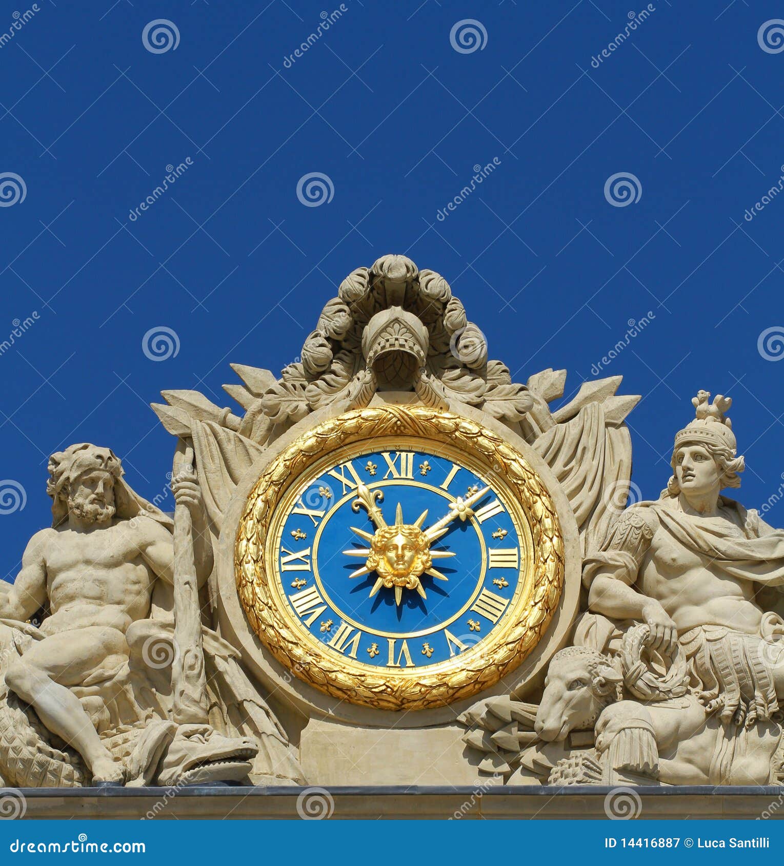 Versailles clock stock image. Image of artistic, famous - 14416887