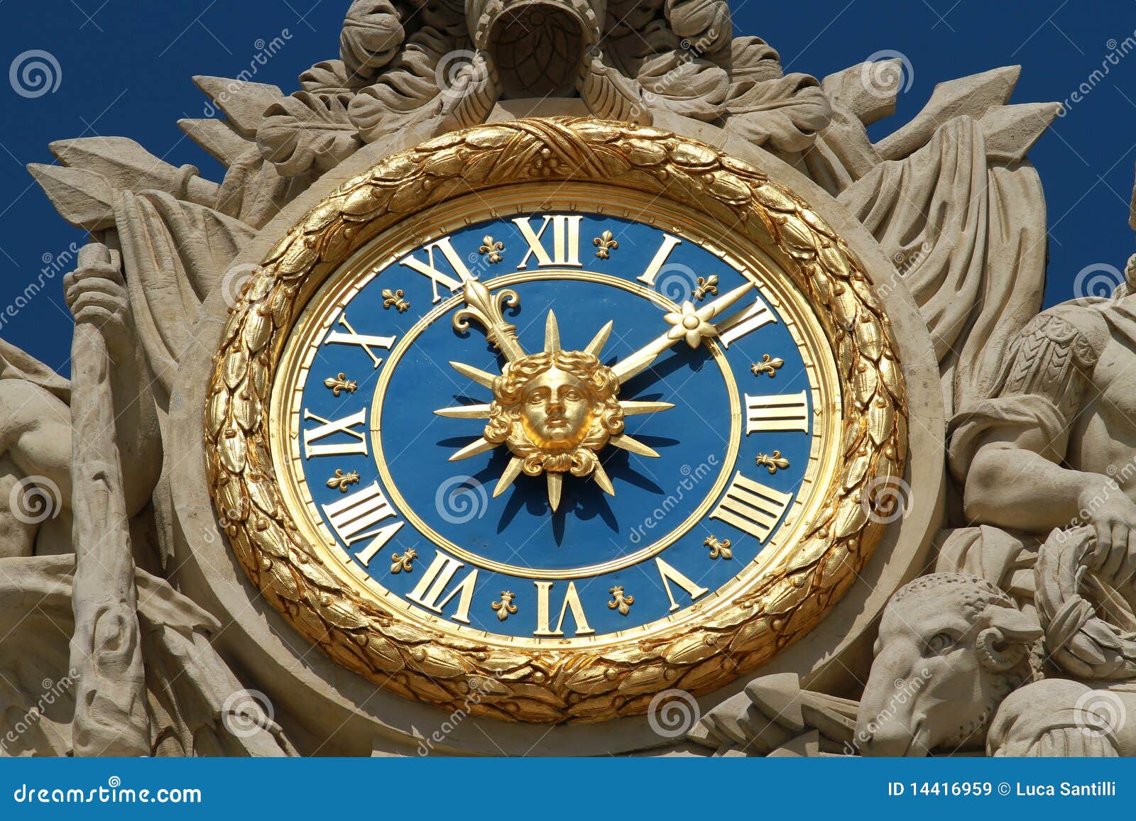 Versailles clock stock image. Image of castle, landmark - 14416959