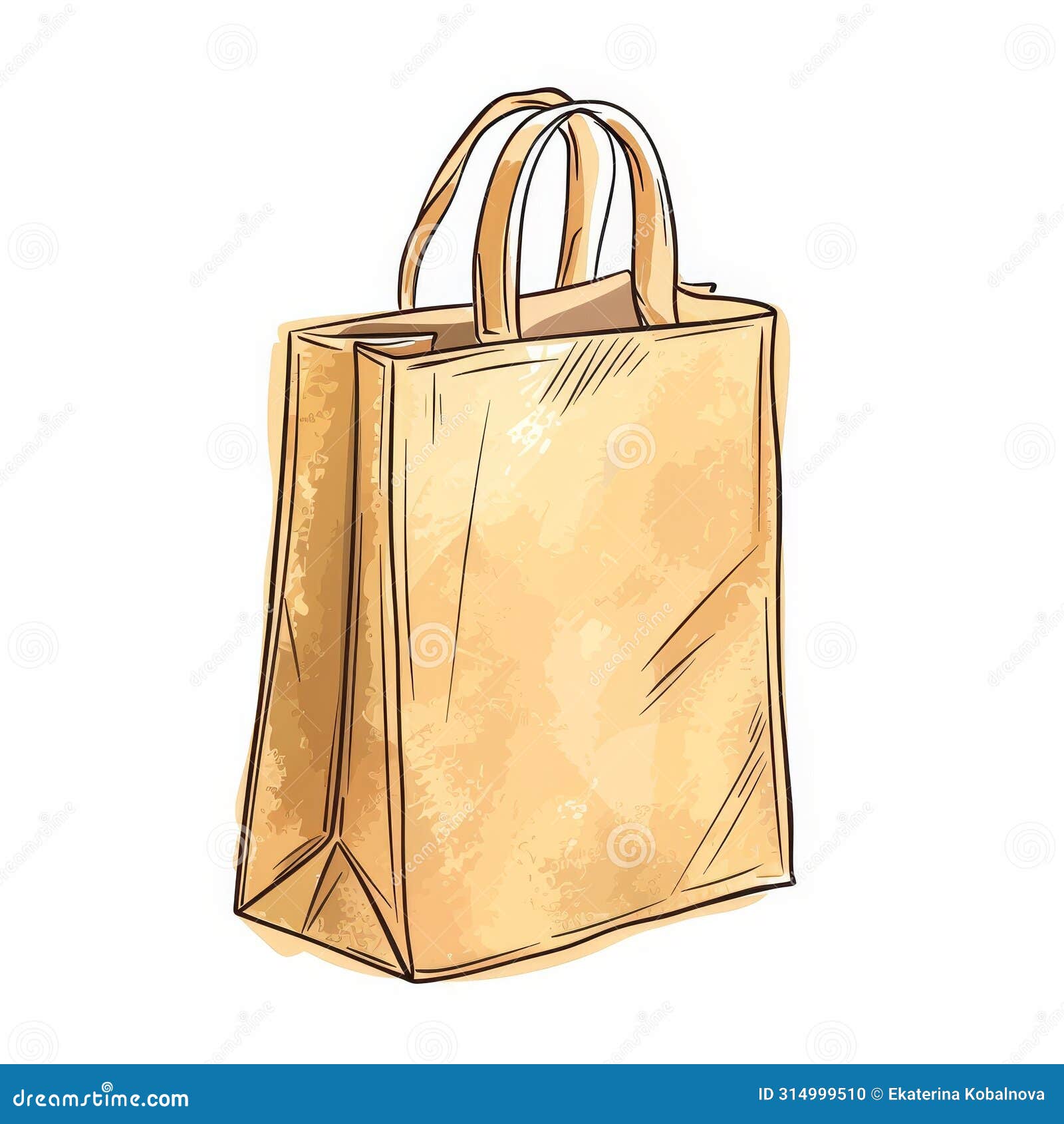 Versatile Cartoon Sketch Craft Paper Bag Icon on White Background for ...