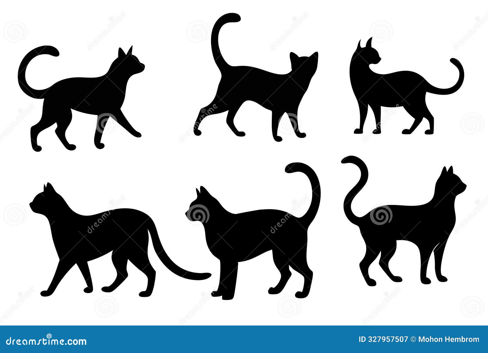 Versatile Cat Silhouette Illustrations Set Hand Drawing. Stock ...