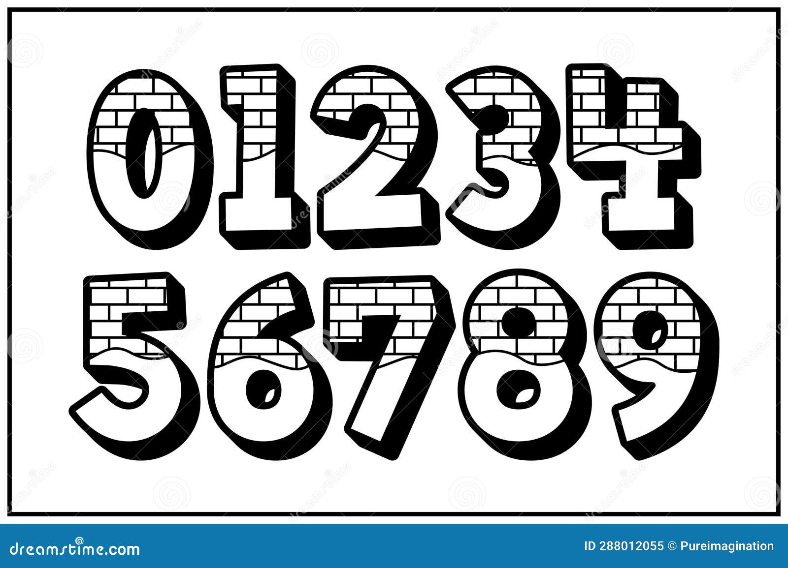 Versatile Collection of Brick Wall Numbers for Various Uses Stock ...