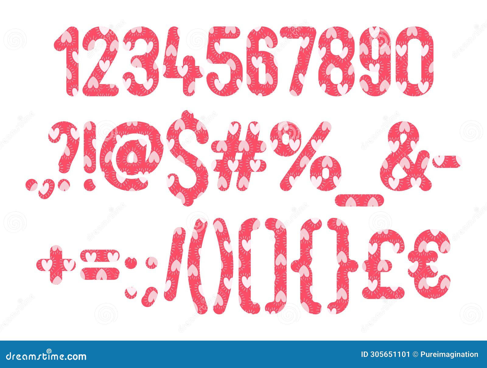 Versatile Collection of Hearts Numbers and Punctuation for Various Uses ...