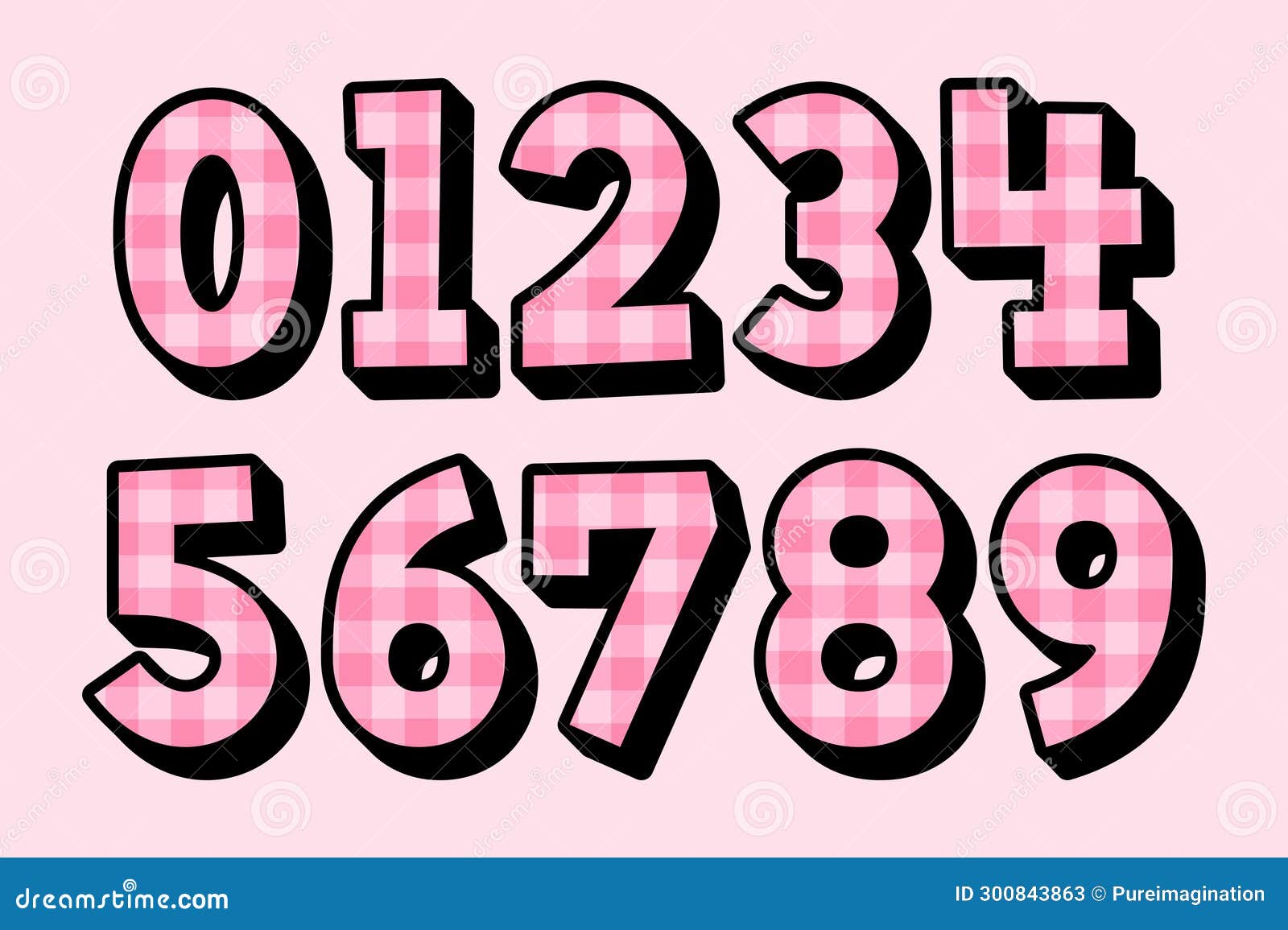 Versatile Collection of Pink Plaid Numbers for Various Uses Stock ...
