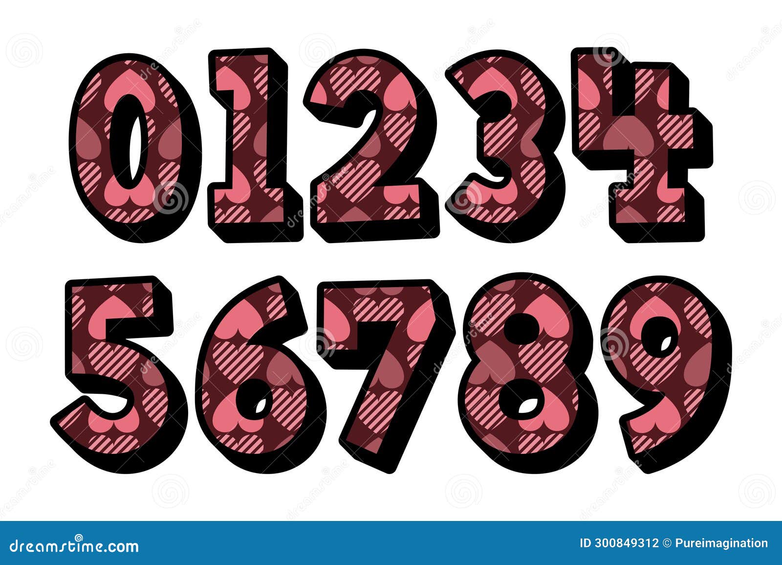 Versatile Collection of Romantic Numbers for Various Uses Stock Vector ...