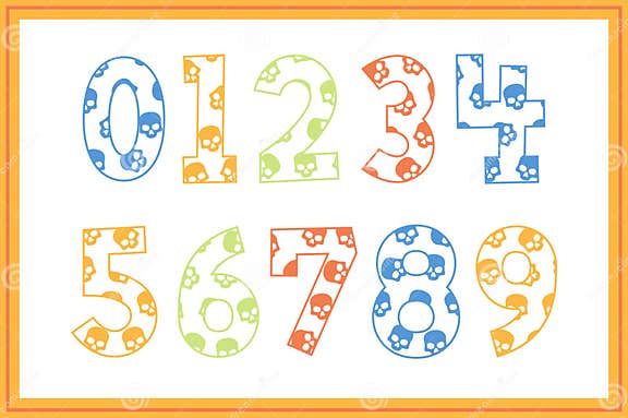 Versatile Collection of Skull Numbers for Various Uses Stock Vector ...