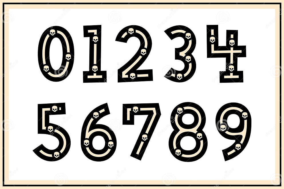 Versatile Collection of Skull Numbers for Various Uses Stock Vector ...