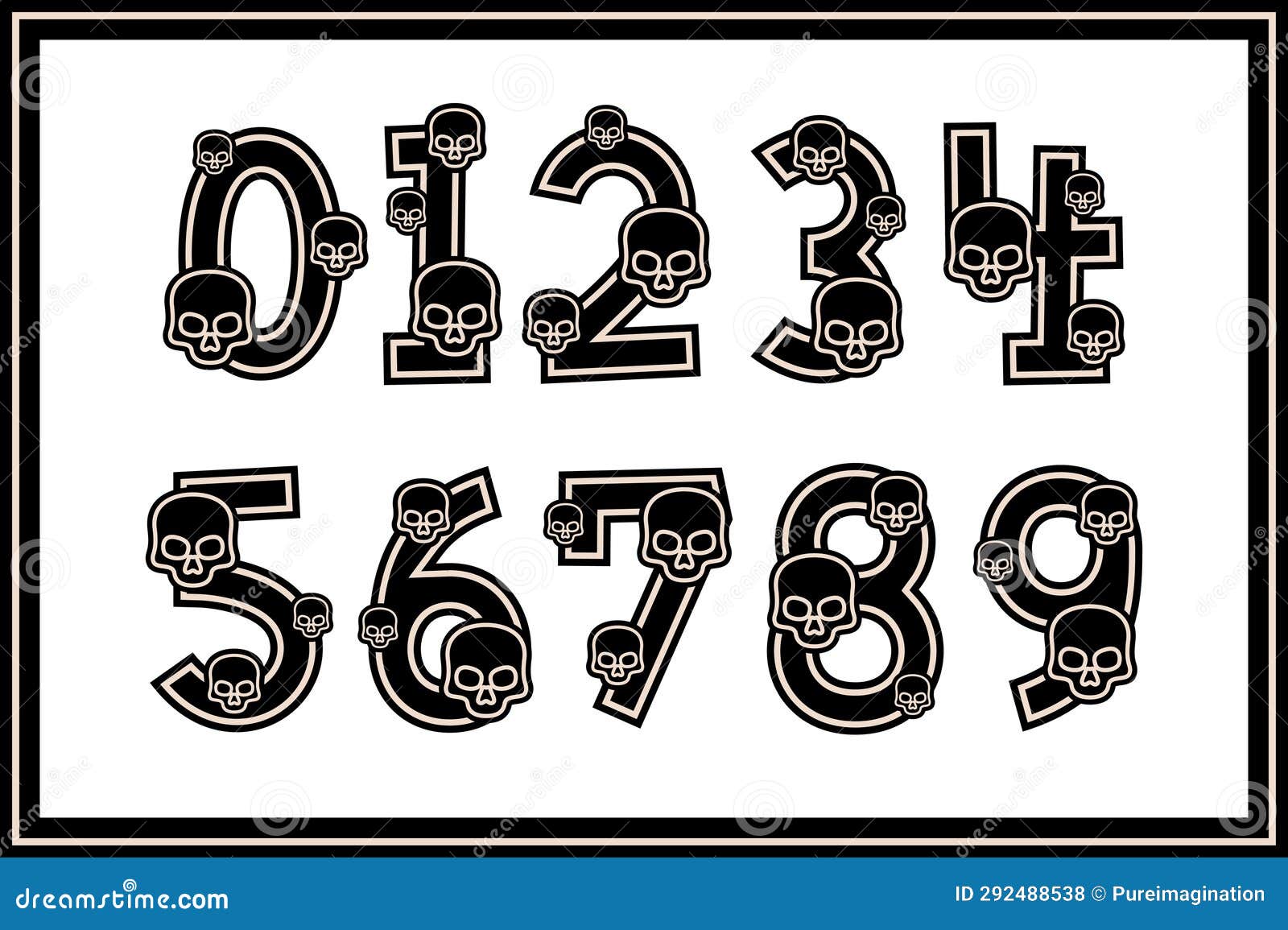 Versatile Collection of Skull Numbers for Various Uses Stock Vector ...