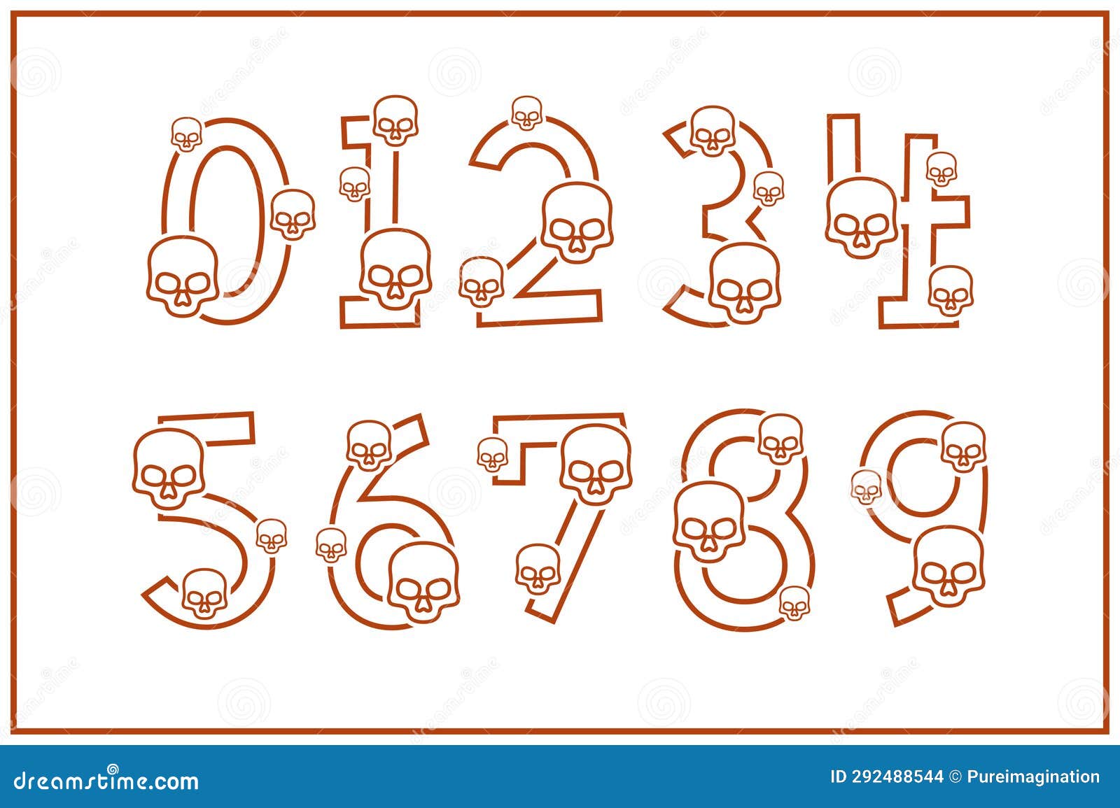 Versatile Collection of Skull Numbers for Various Uses Stock Vector ...