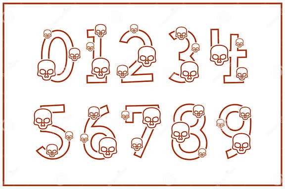 Versatile Collection of Skull Numbers for Various Uses Stock Vector ...