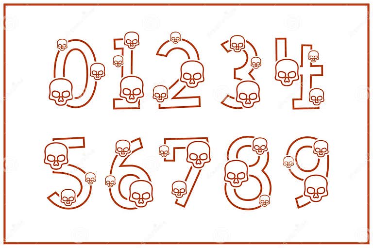 Versatile Collection of Skull Numbers for Various Uses Stock Vector ...