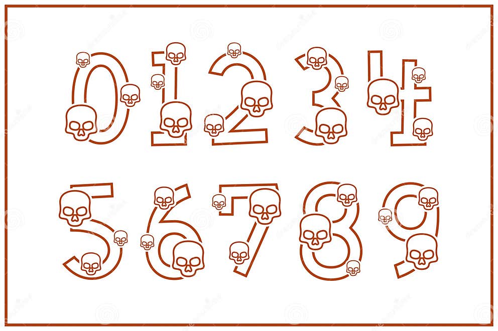 Versatile Collection of Skull Numbers for Various Uses Stock Vector ...