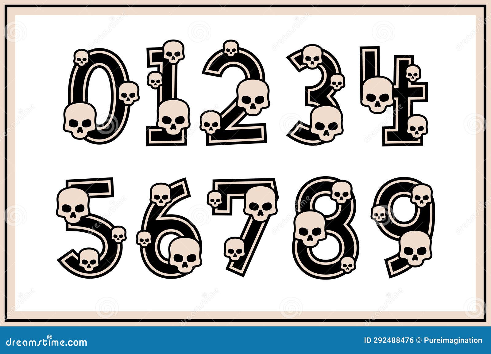 Versatile Collection of Skull Numbers for Various Uses Stock Vector ...