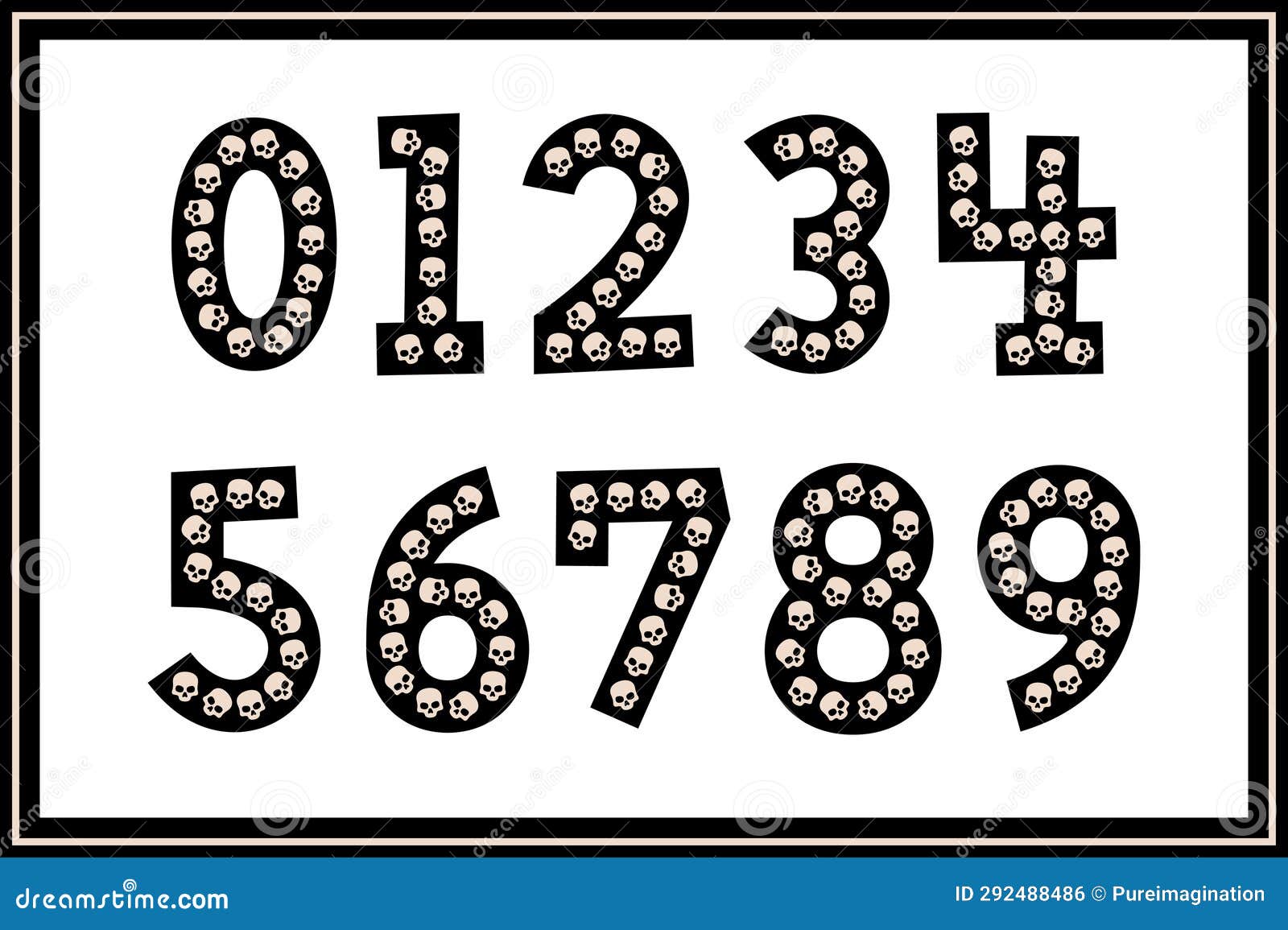 Versatile Collection of Skull Numbers for Various Uses Stock Vector ...