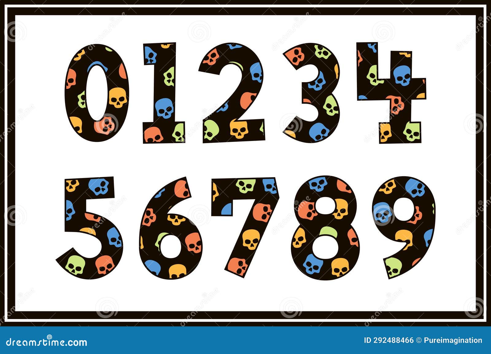 Versatile Collection of Skull Numbers for Various Uses Stock Vector ...