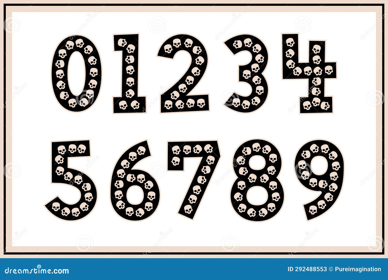 Versatile Collection of Skull Numbers for Various Uses Stock Vector ...