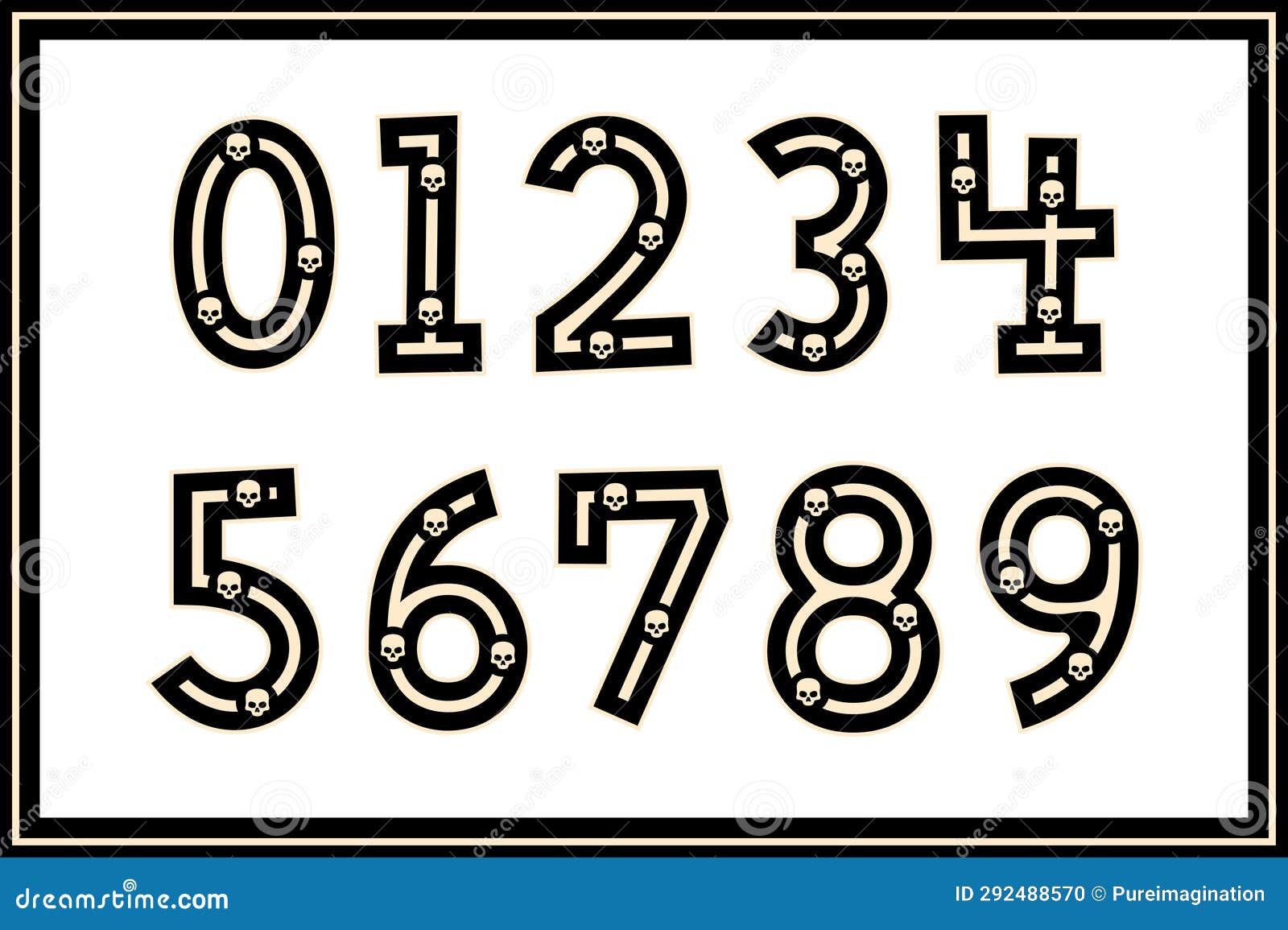 Versatile Collection of Skull Numbers for Various Uses Stock Vector ...