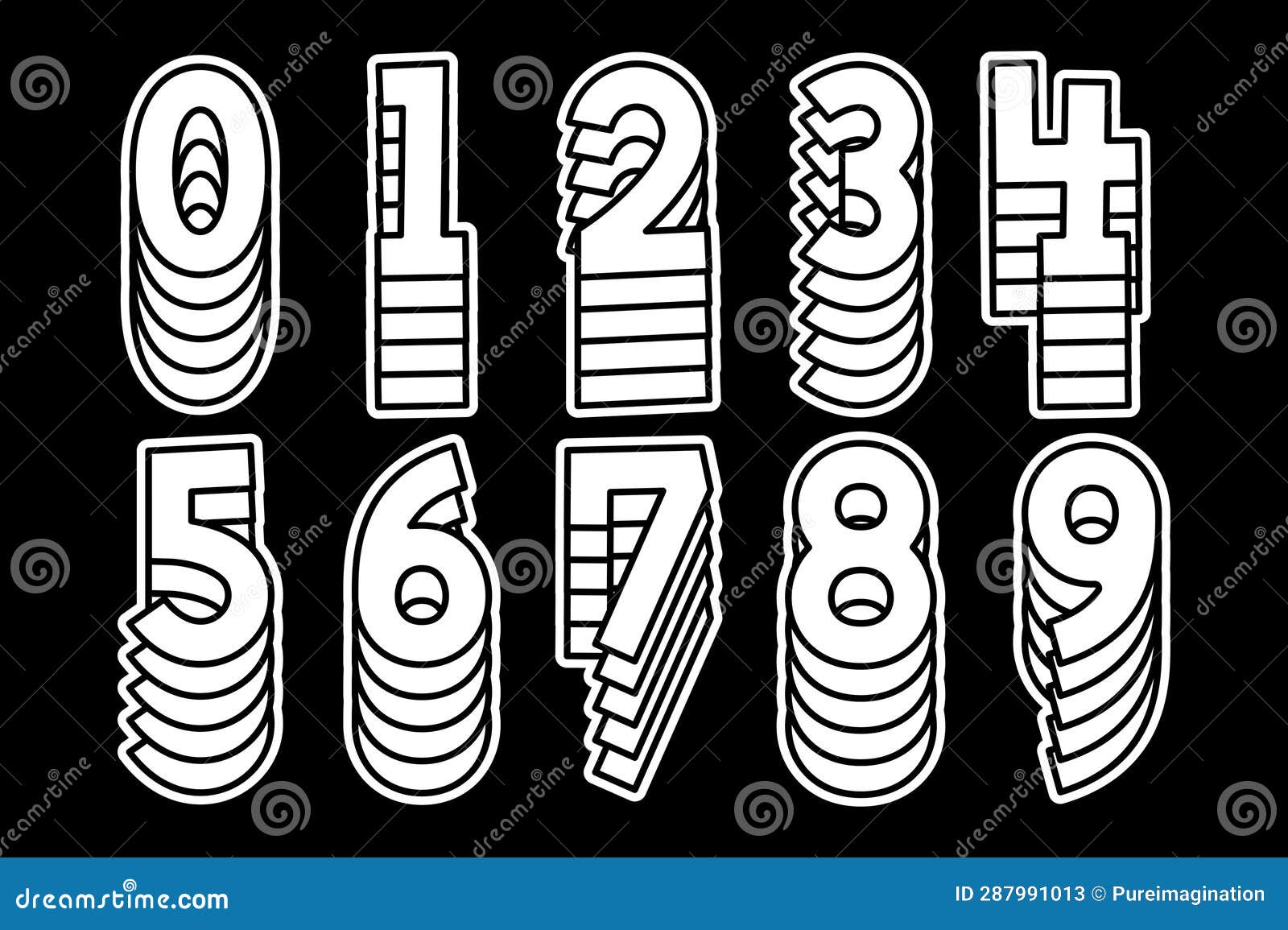 Versatile Collection of Stacked Numbers for Various Uses Stock Vector ...