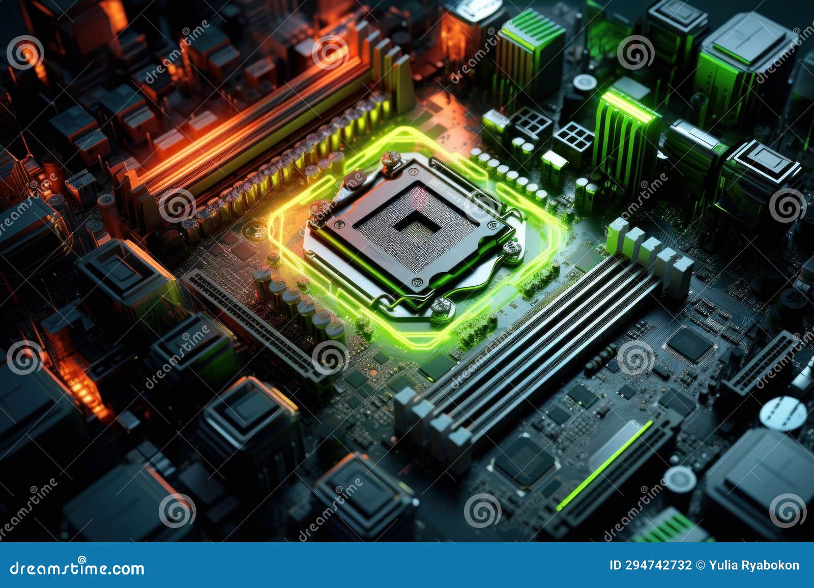 Versatile Cpu Modern Motherboard. Generate Ai Stock Illustration ...