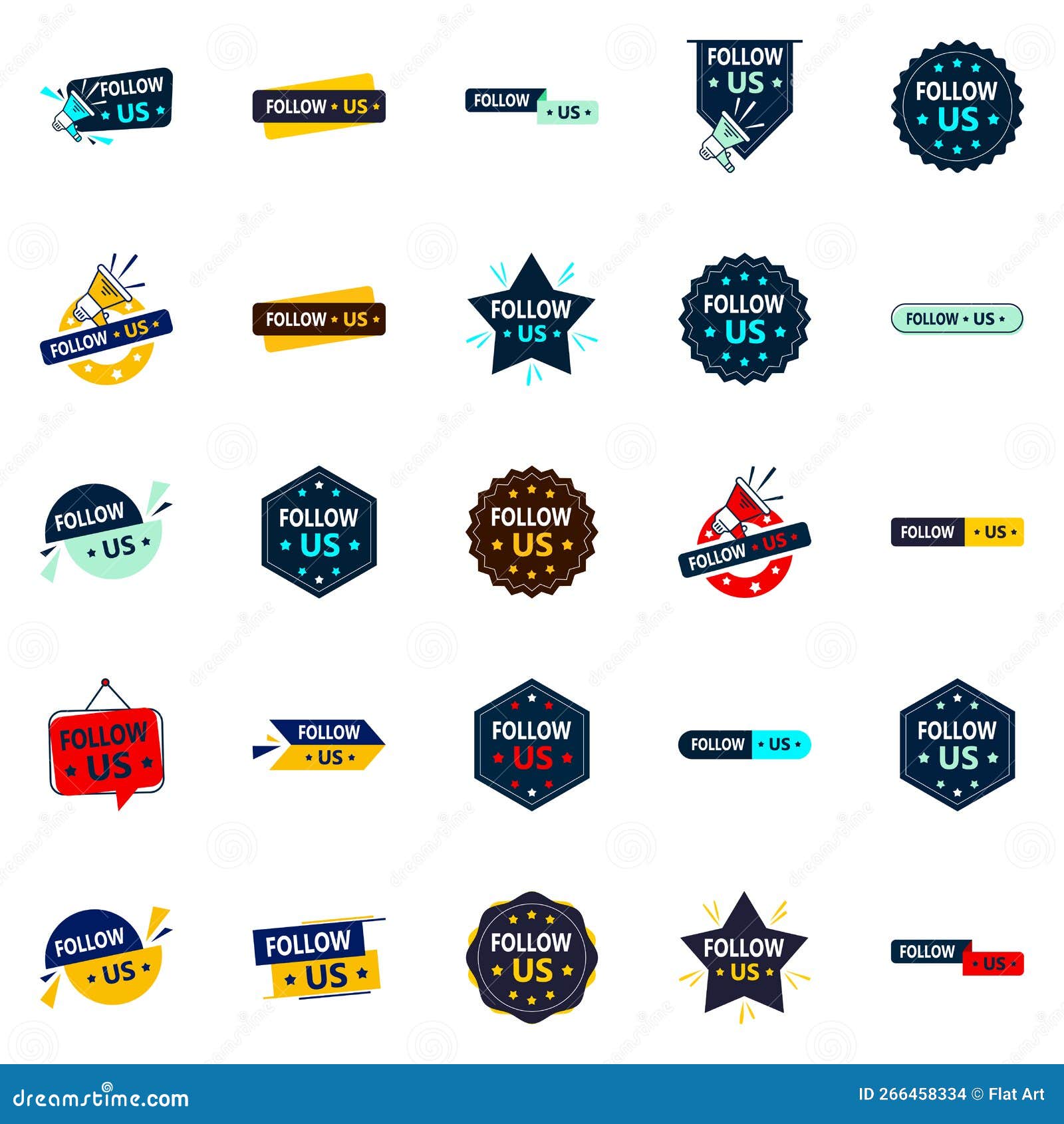 25 Versatile Follow Us Graphic Elements for Multiple Social Media ...