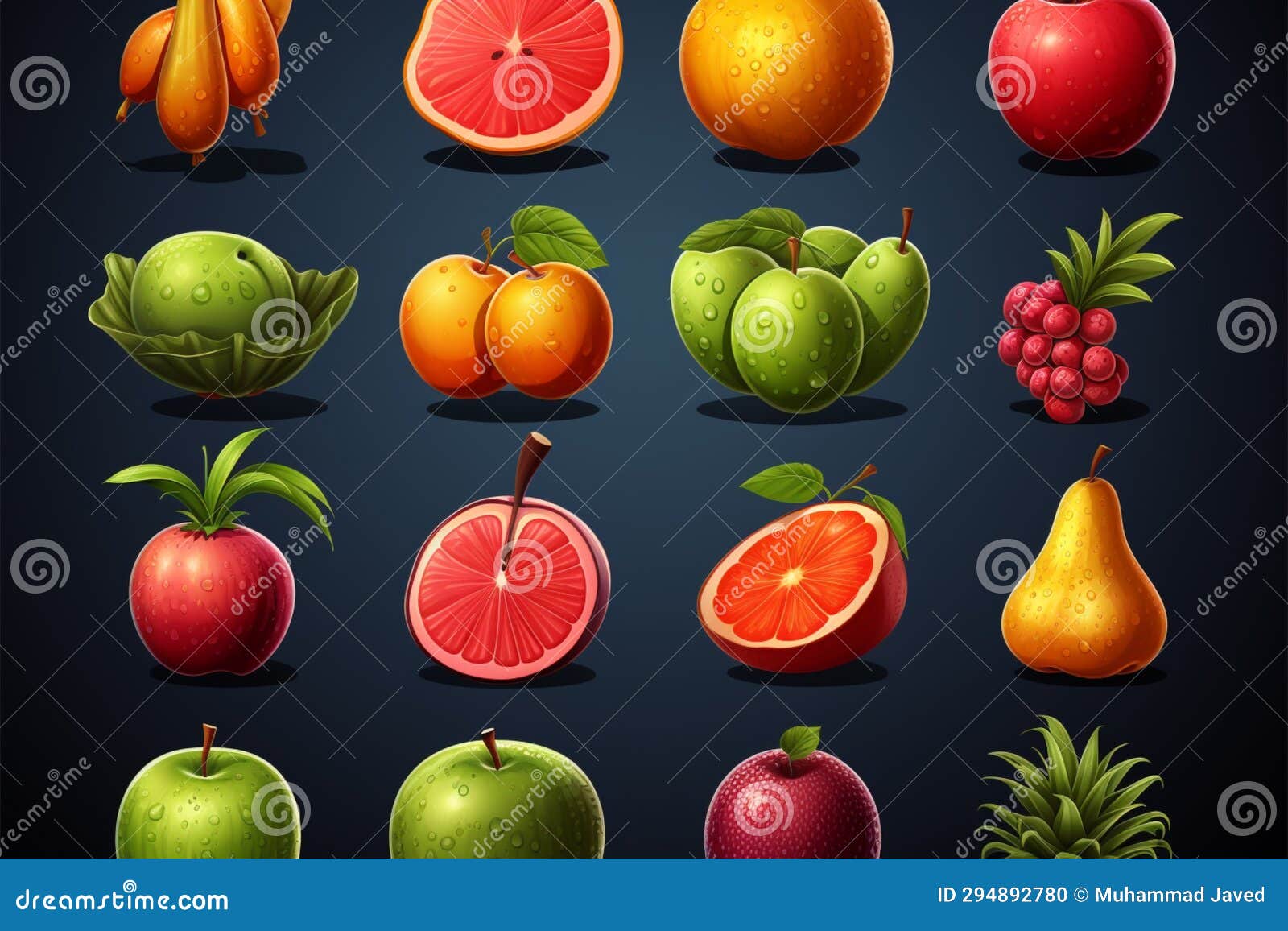 Versatile Fruits Sprite Sheet, Ideal for Interactive Gaming Experiences ...