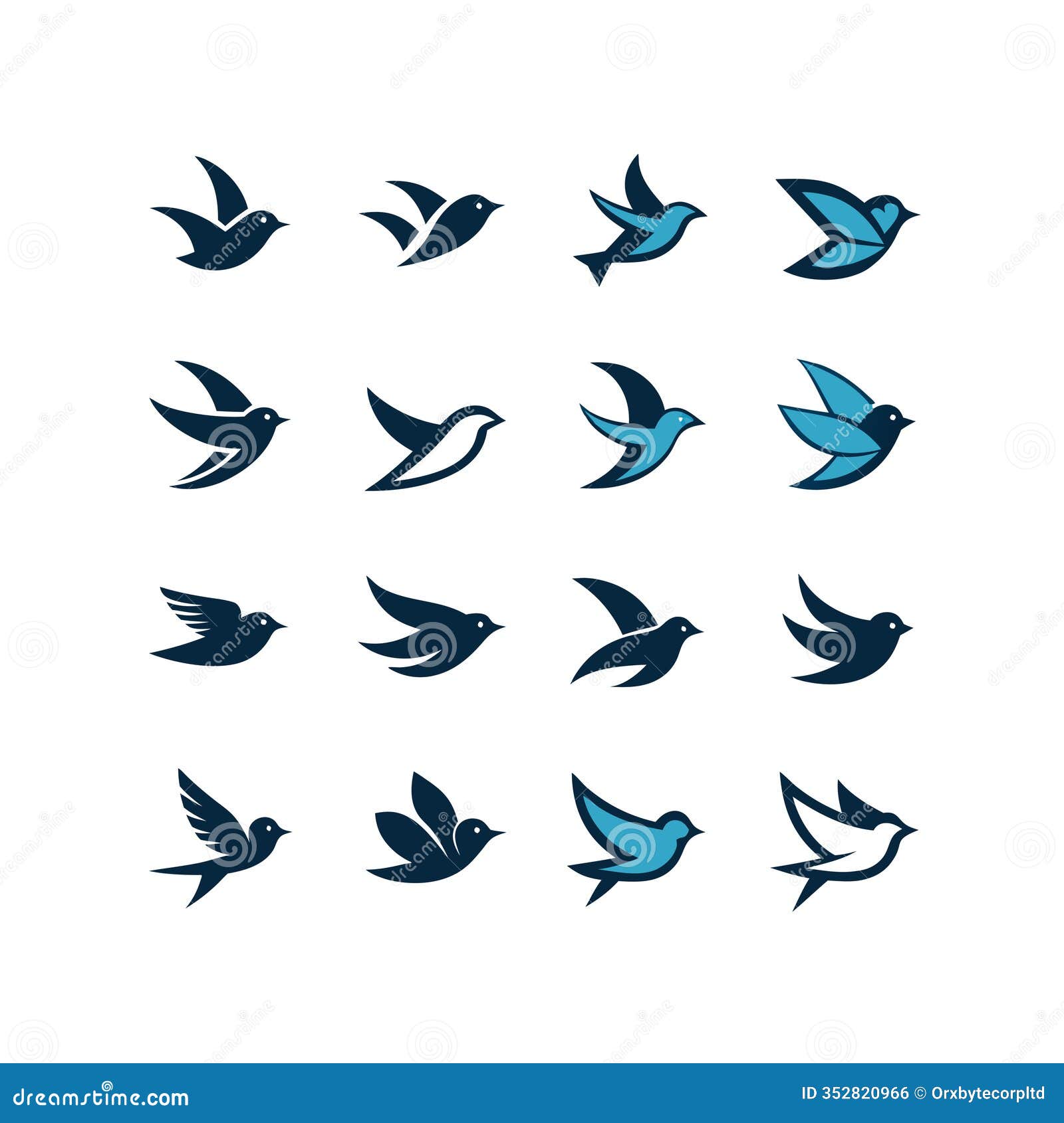 Distinct Minimalist Bird Icons Illustrating Flight Movements Stock ...