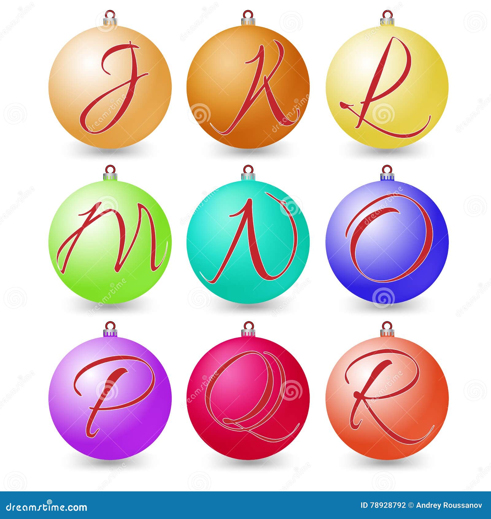 Versatile Set of Alphabet Symbols on Christmas Balls. Stock Vector ...