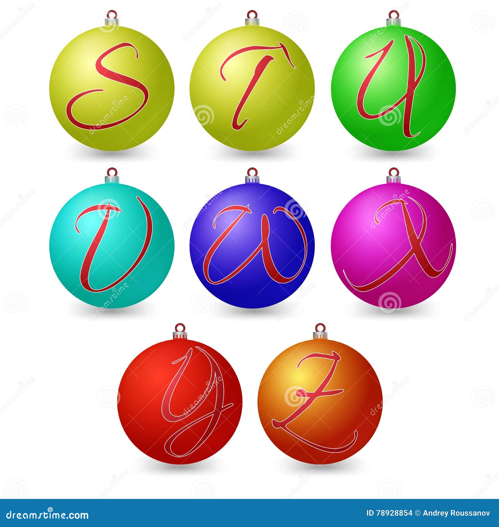 Versatile Set of Alphabet Symbols on Christmas Balls. Stock Vector ...