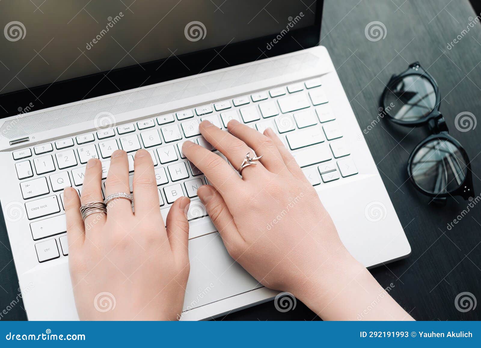 Versatile Work Environment. Woman S Hands Typing on Computer Keyboard ...