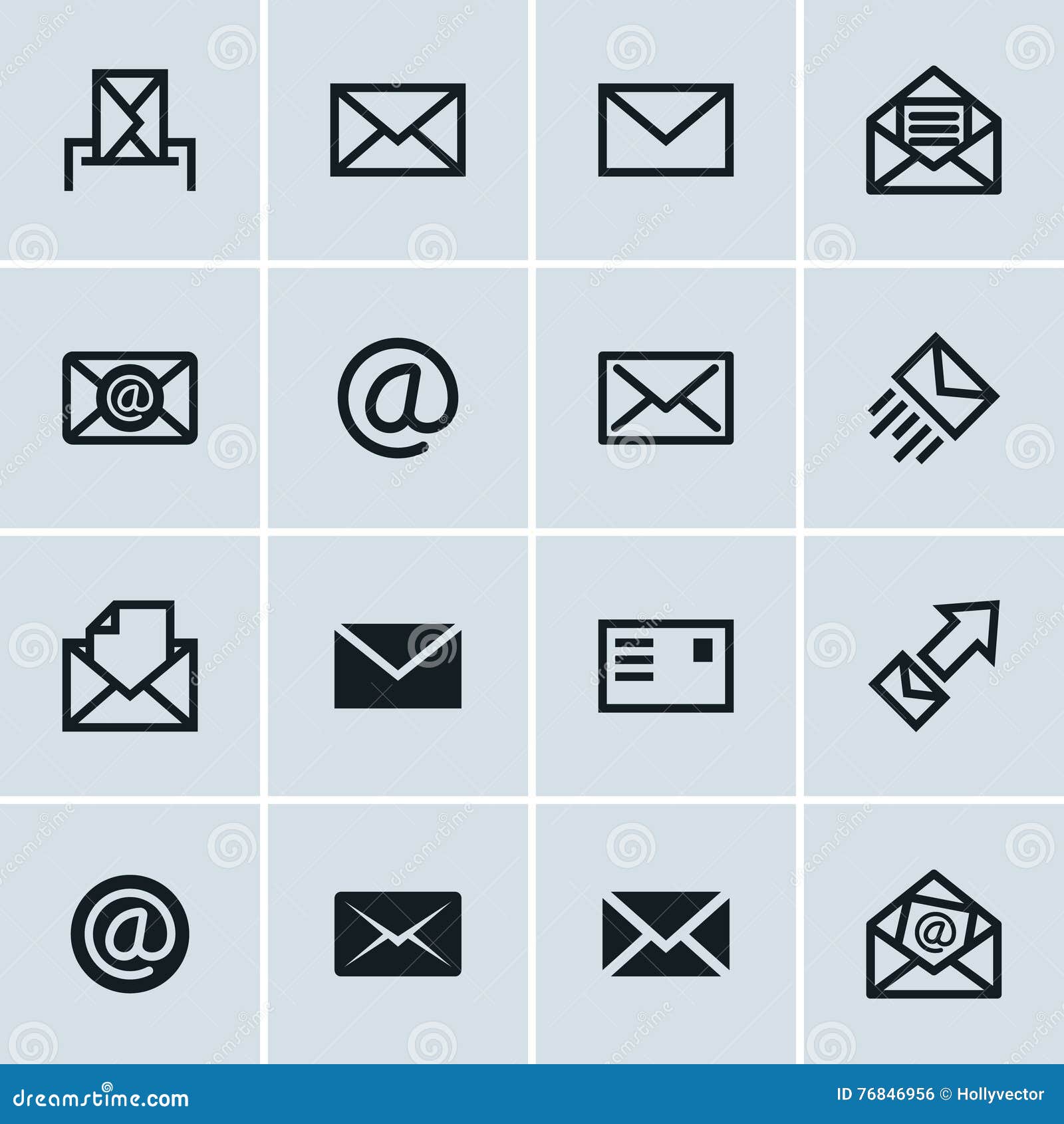 Verschicken Sie Ikonen, Satz Von 16 E-Mail-Symbolen Vektor Abbildung ...