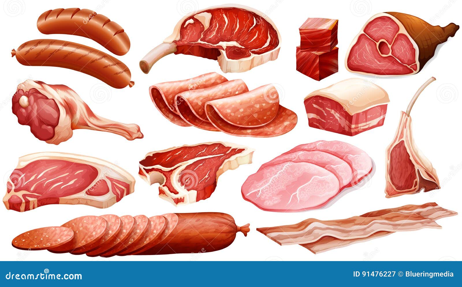 Verschiedene Arten Von Fleischwaren Vektor Abbildung - Illustration von ...