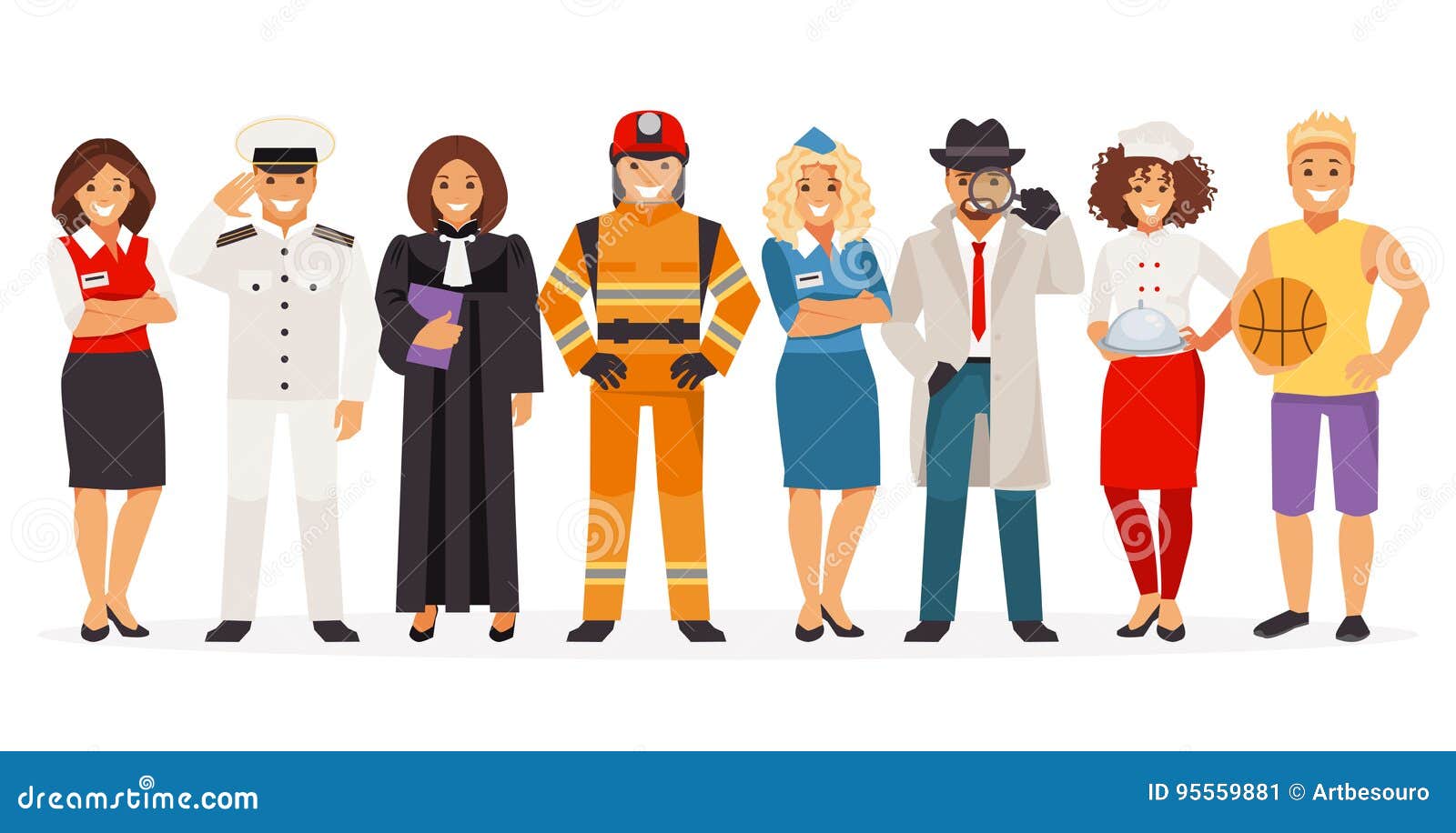 Verschiedene Berufe vektor abbildung. Illustration von arbeit - 95559881