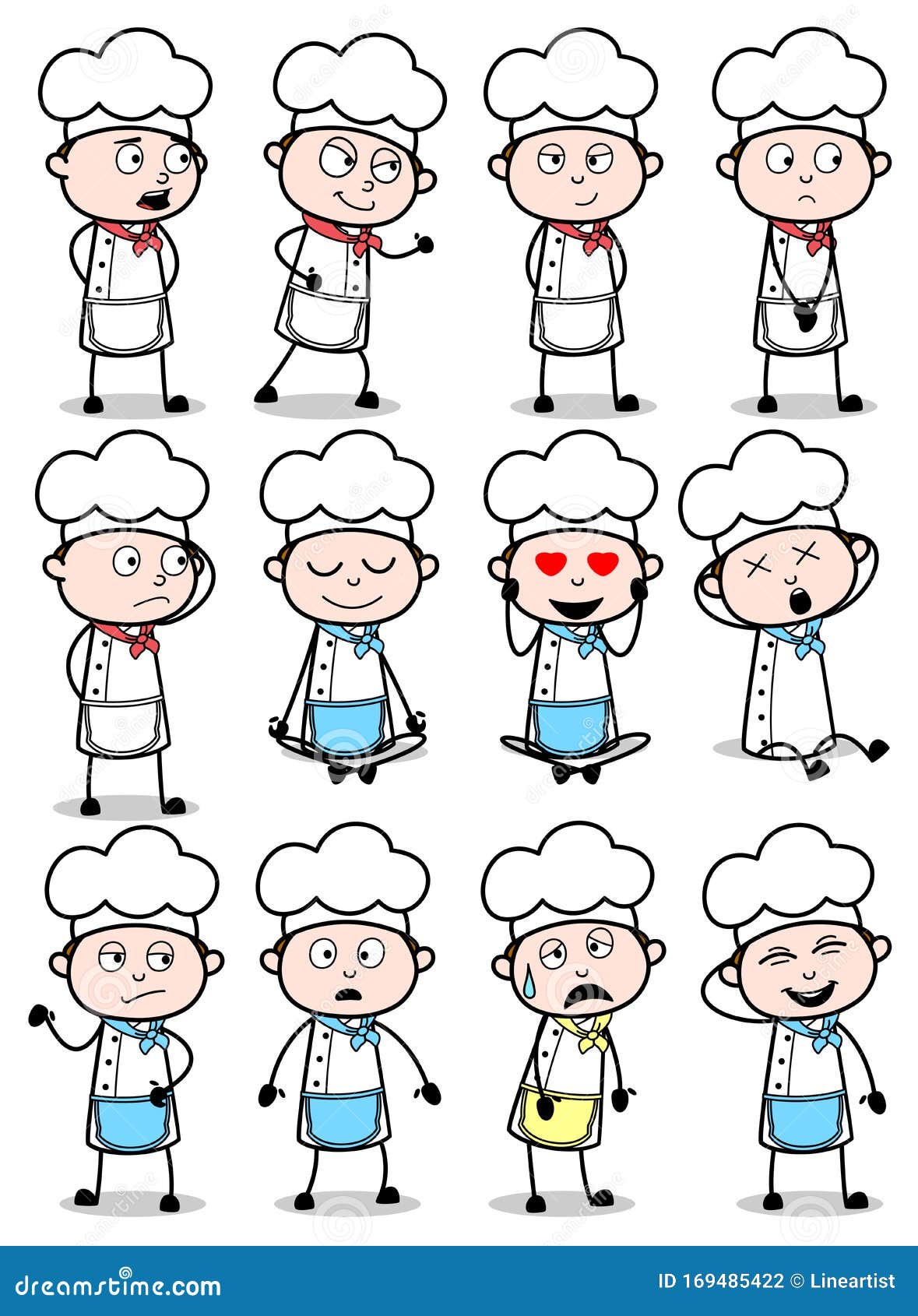 Verschiedene Comic Chef Poses - Set of Concepts Vector Illustrationen ...