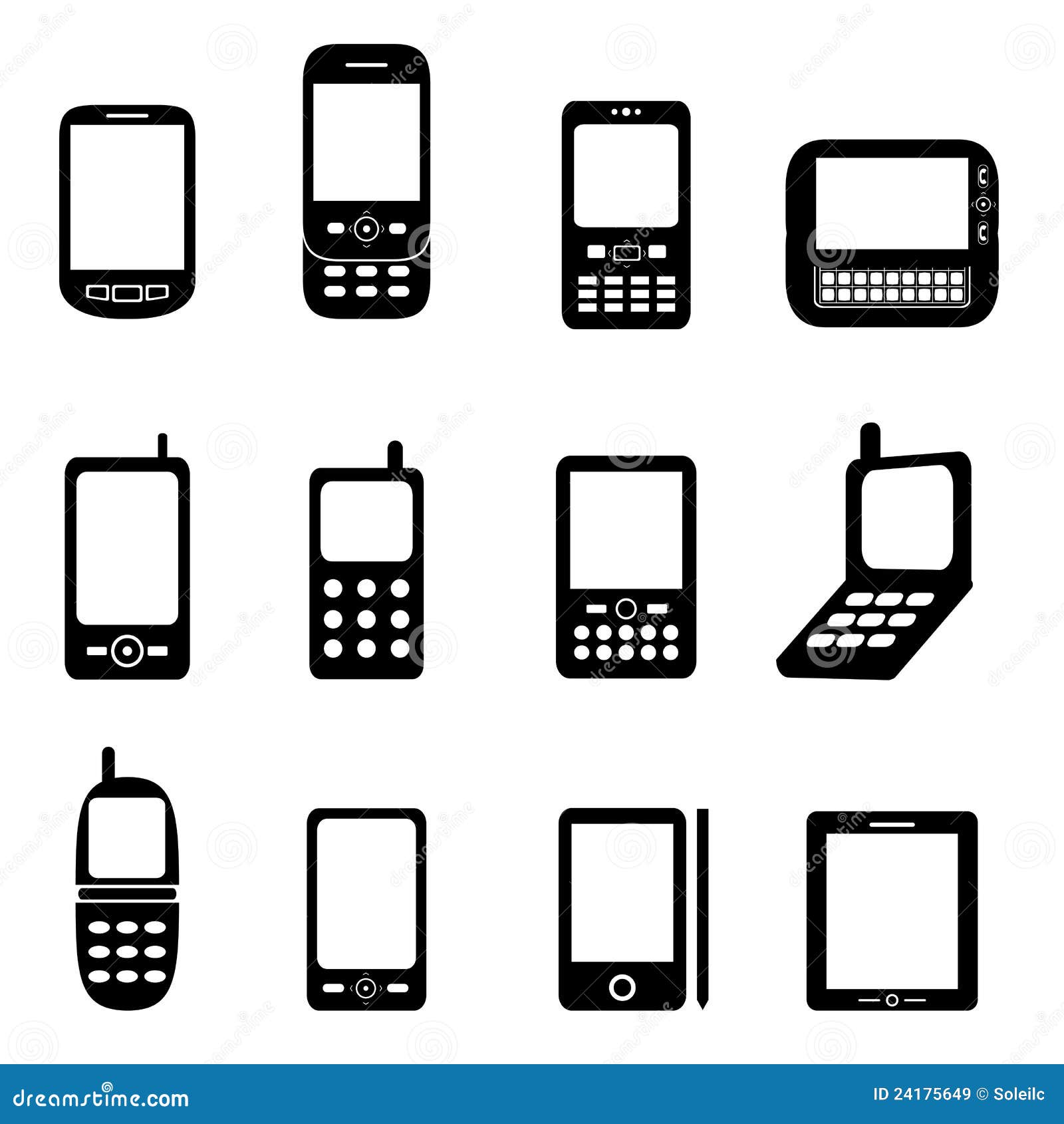 Verschiedene Handys vektor abbildung. Illustration von intelligent ...