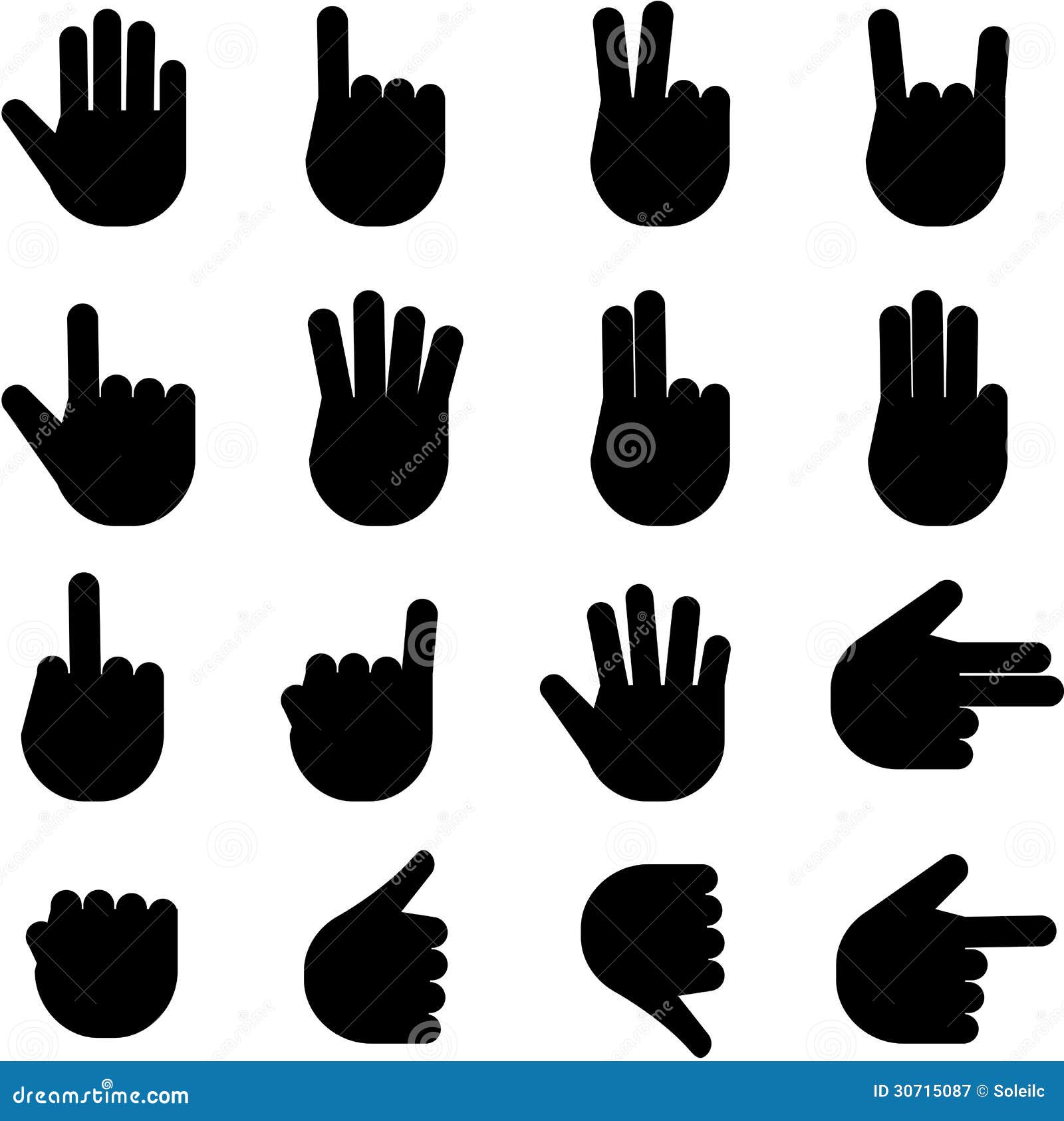 Verschiedene Handzeichen vektor abbildung. Illustration von zeichen ...