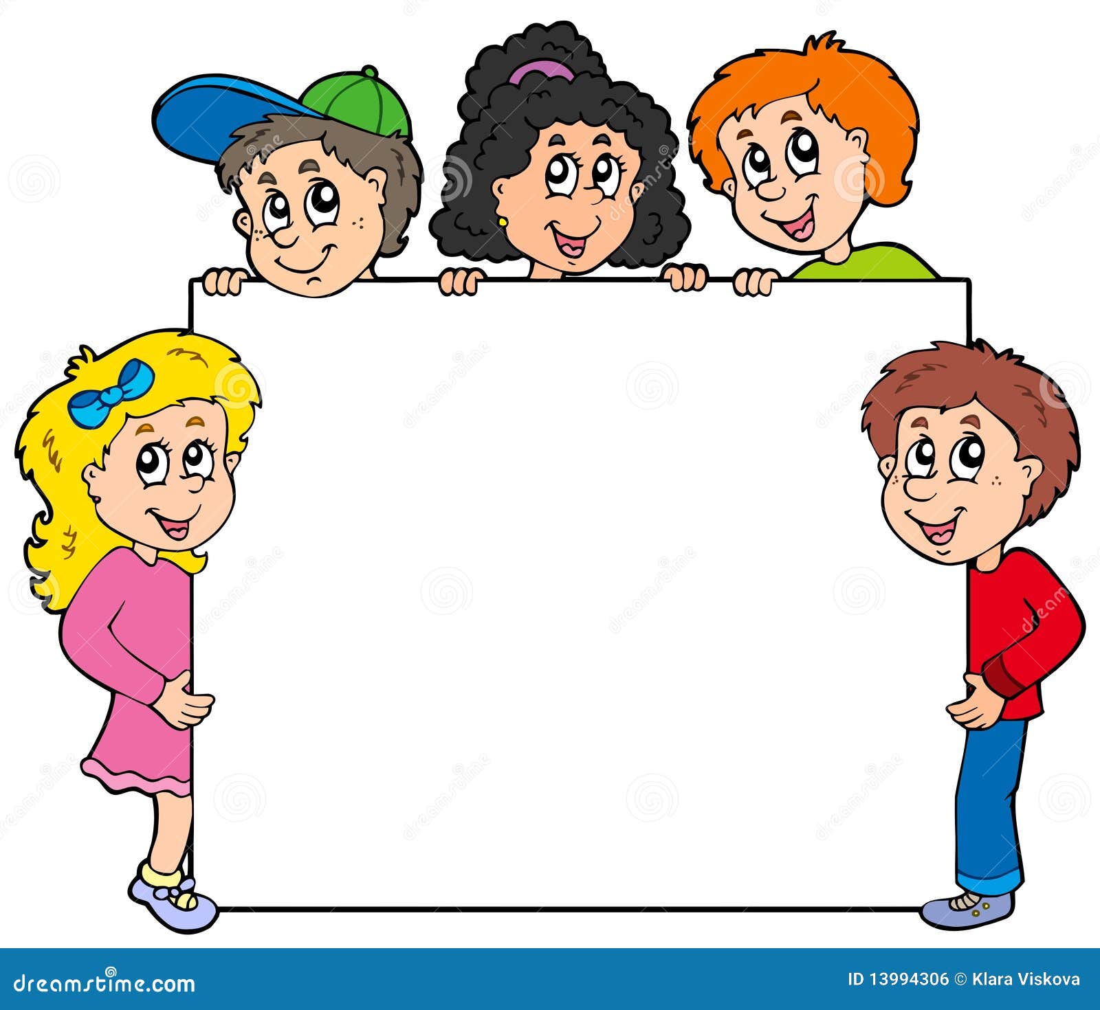 Verschiedene Kinder, Die Vorstand Anhalten Vektor Abbildung ...