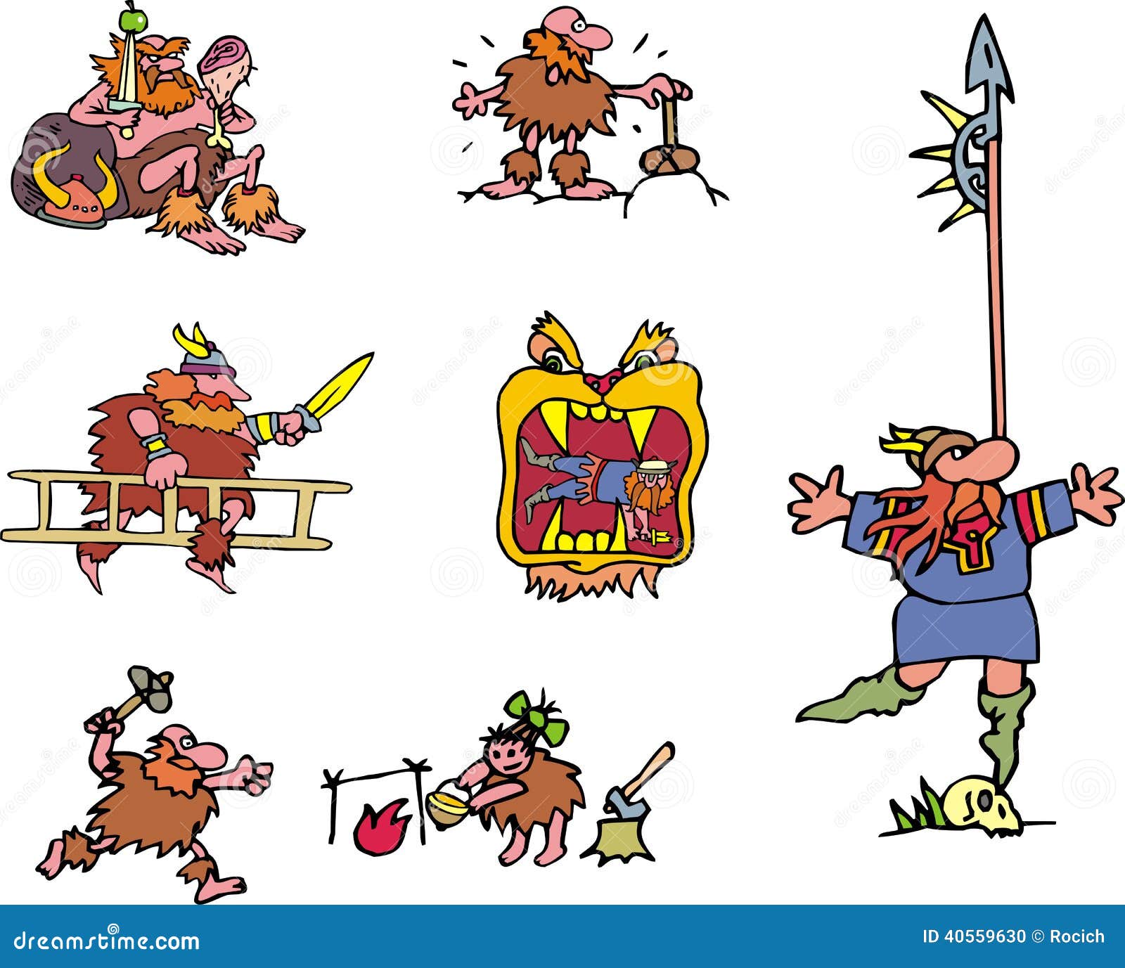 Verschiedene Komische Wikinger Vektor Abbildung - Illustration von ...