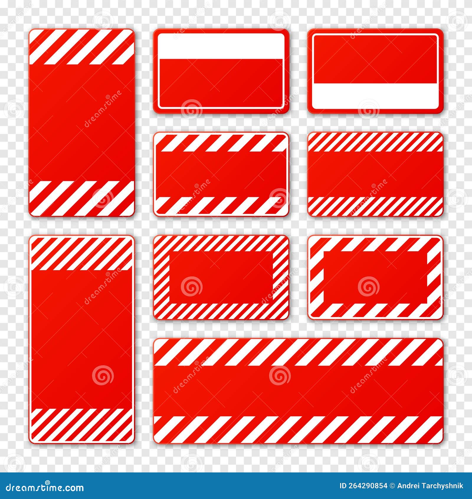 Verschiedene Rote Warnschilder Mit Diagonaler Richtung. Warnzeichen ...
