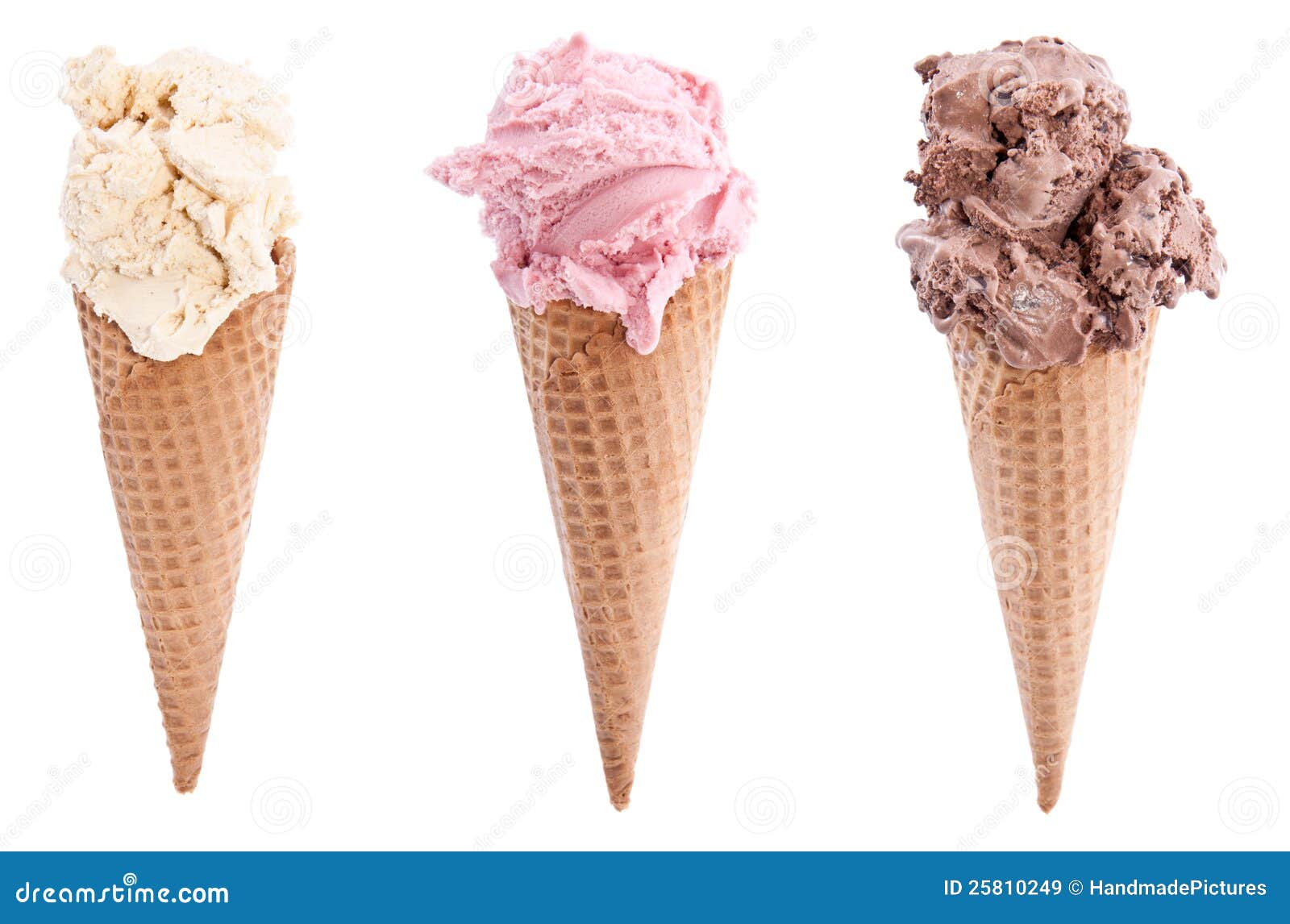 Verschiedene Sortierungen Der Eiscreme in Waffeln Stockbild - Bild von ...