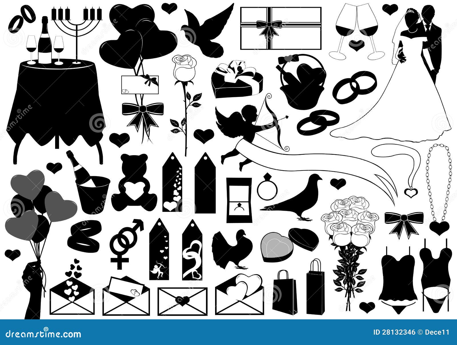 Verschiedenes Zeichen Und Symbole Der Liebe Vektor Abbildung ...
