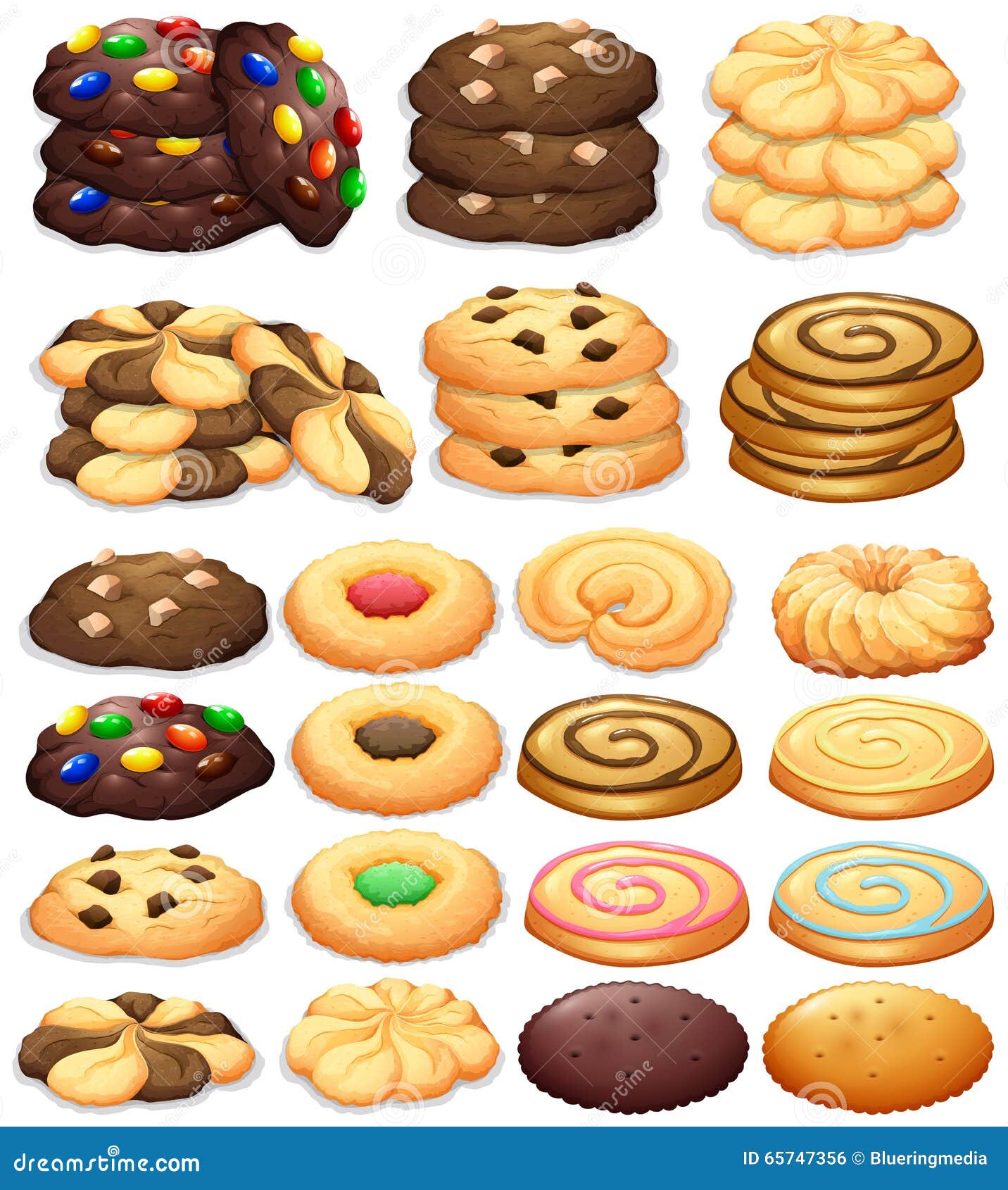 Verschillend soort koekjes vector illustratie. Illustration of grafiek ...