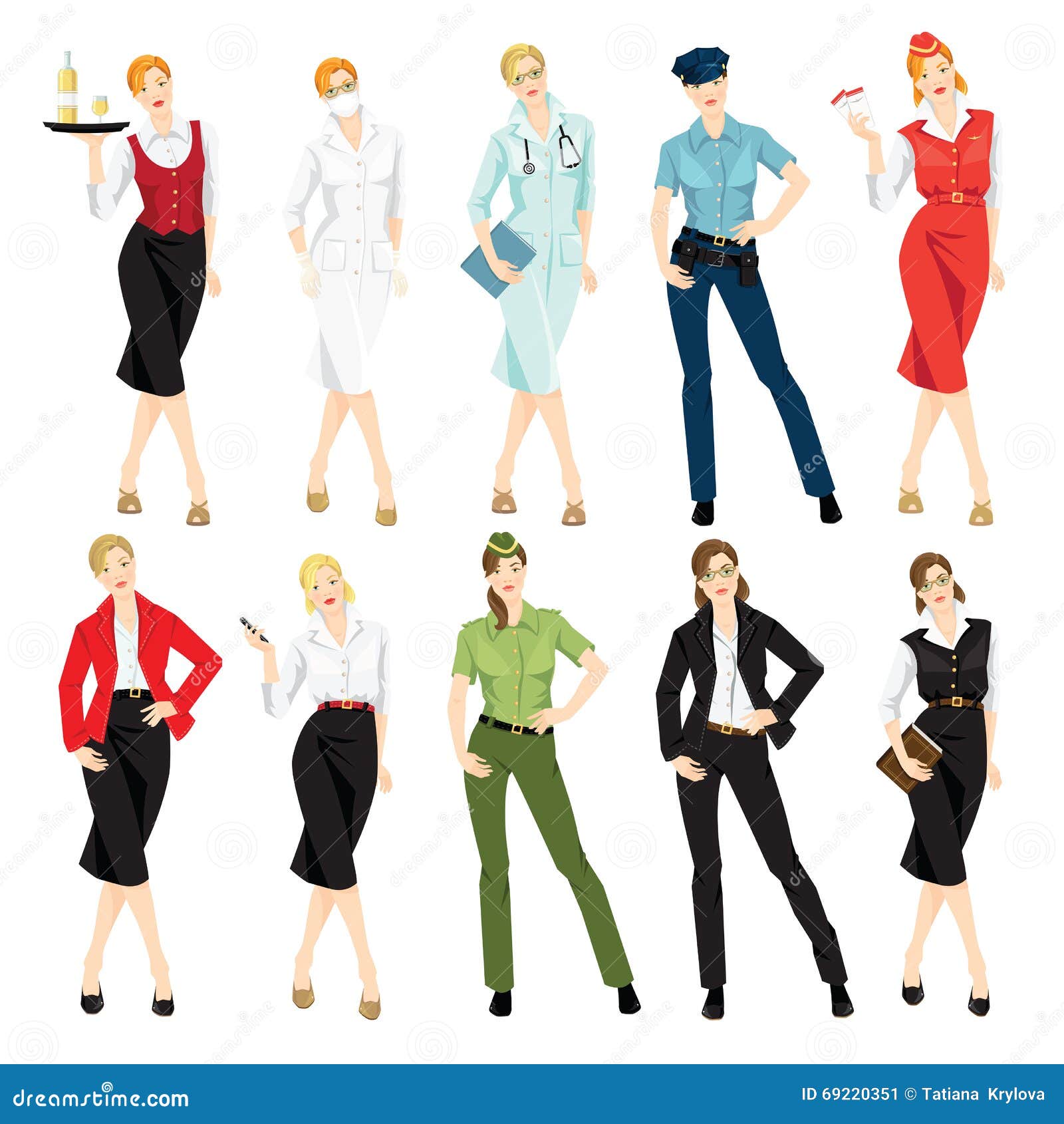 Verschillende Professionele Vrouw in Formele Kleding Vector Illustratie ...