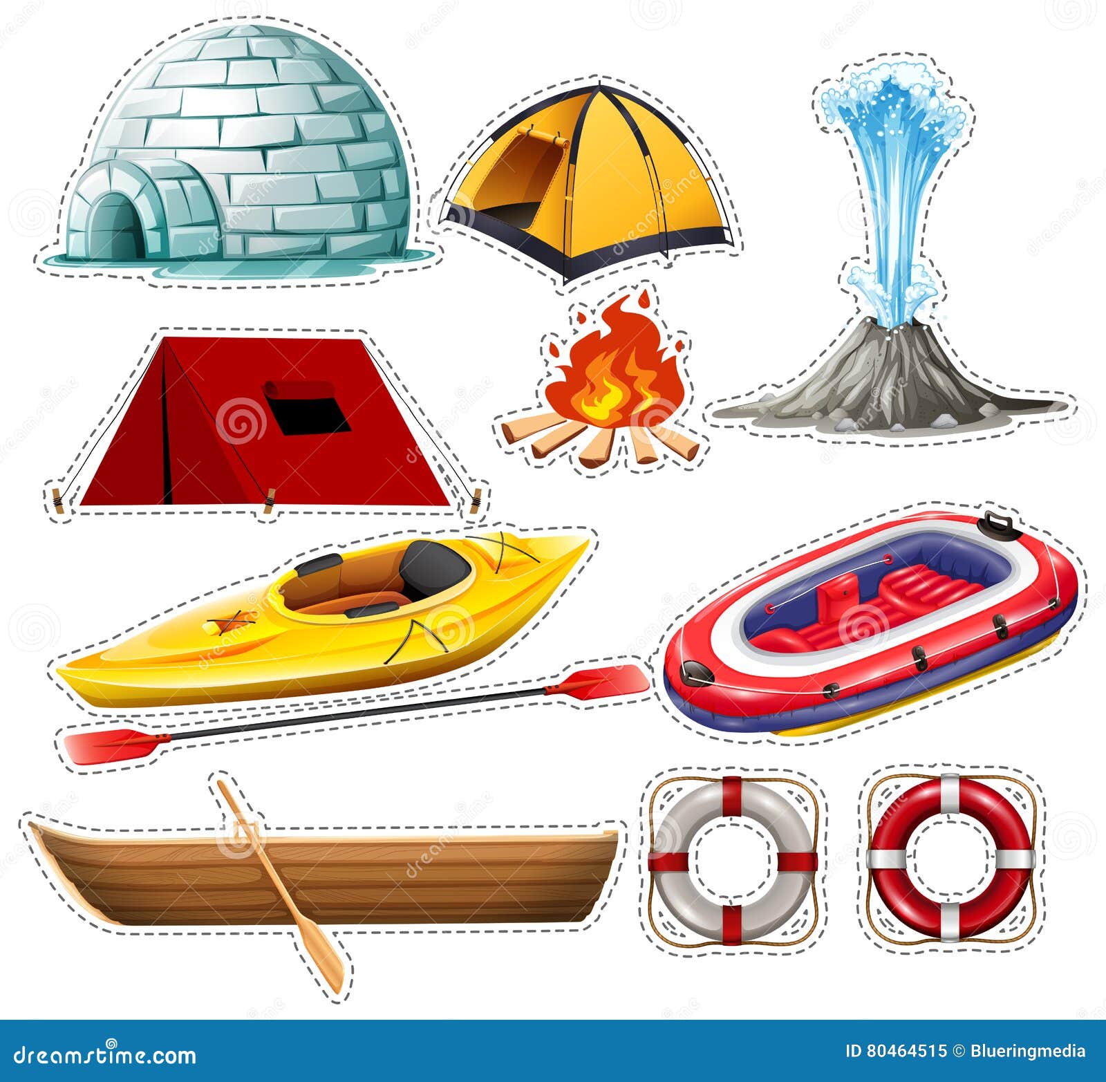 Verschillende Soorten Boten En Het Kamperen Dingen Vector Illustratie ...