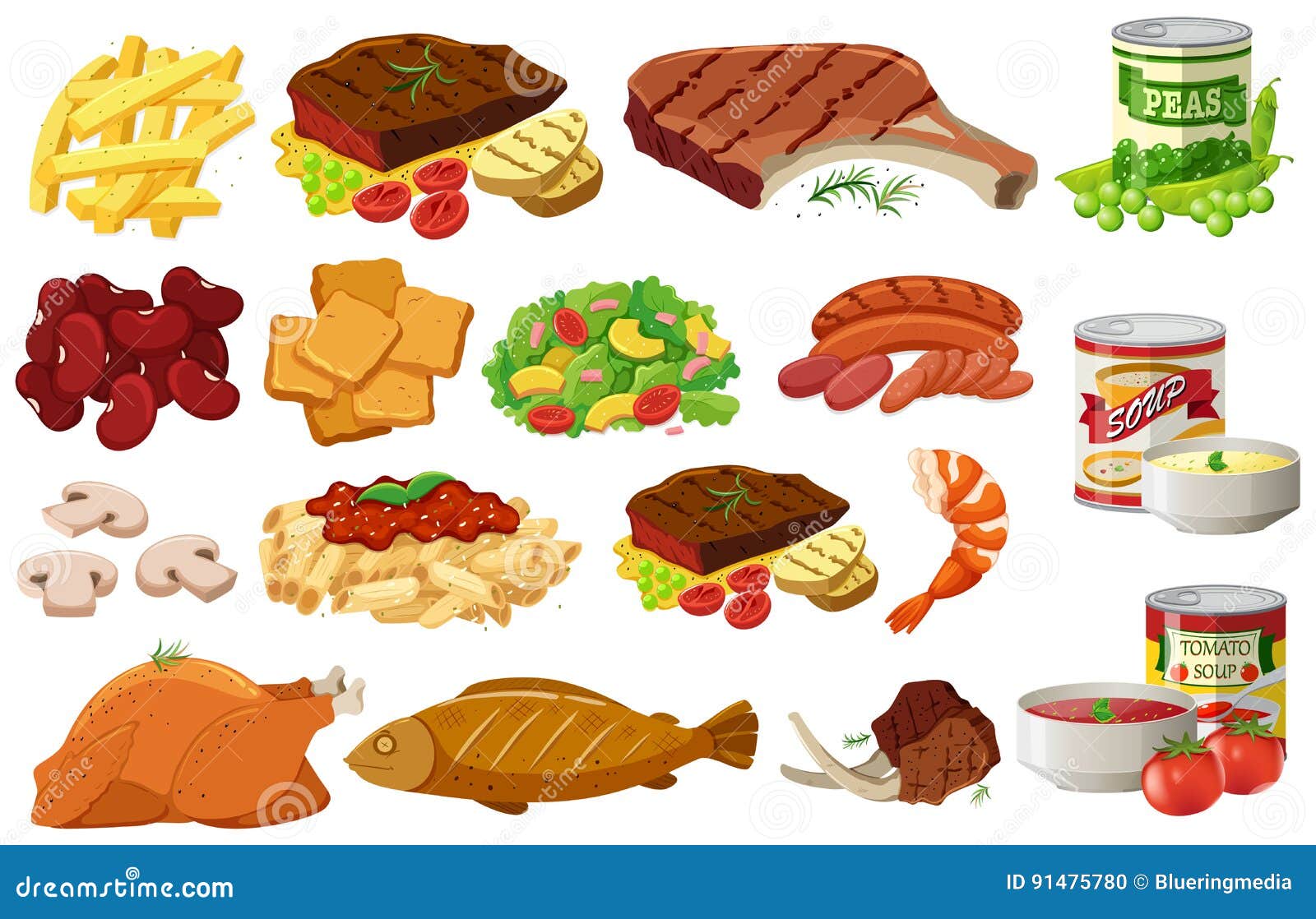 Verschillende Soorten Gezond Voedsel Vector Illustratie - Illustration ...