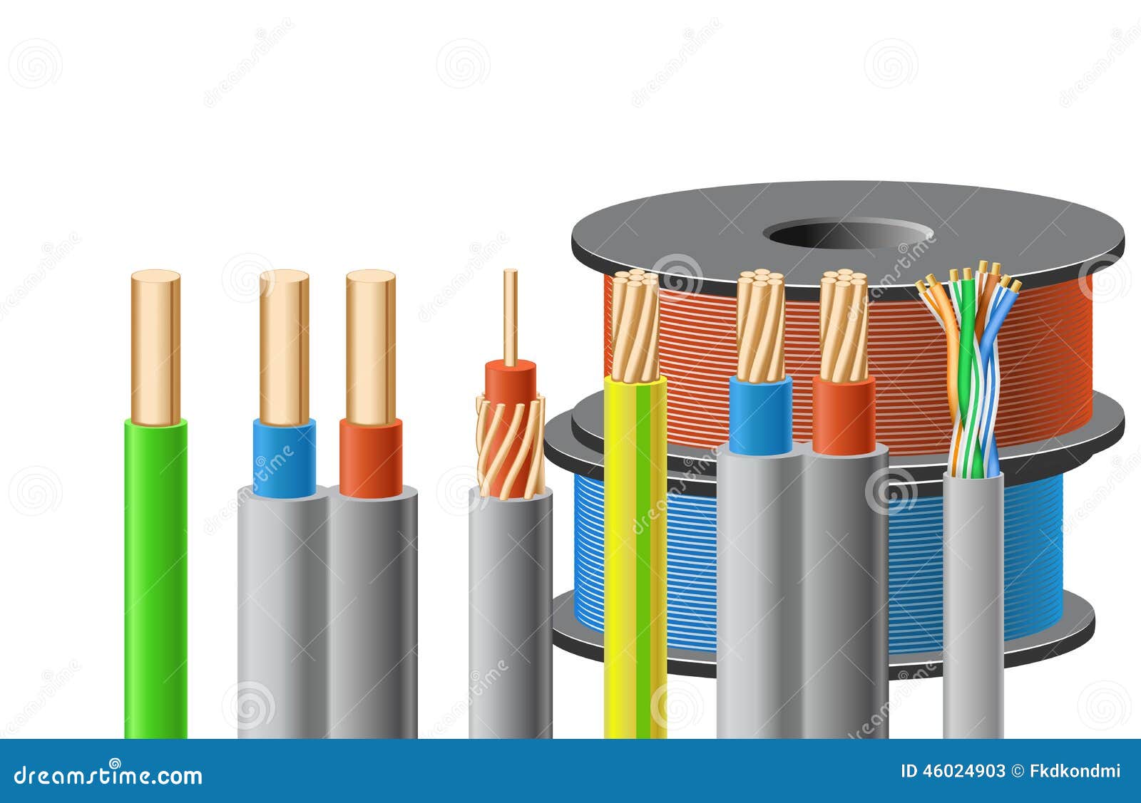 Verschillende Soorten Kabels Stock Illustratie - Illustration of macro ...