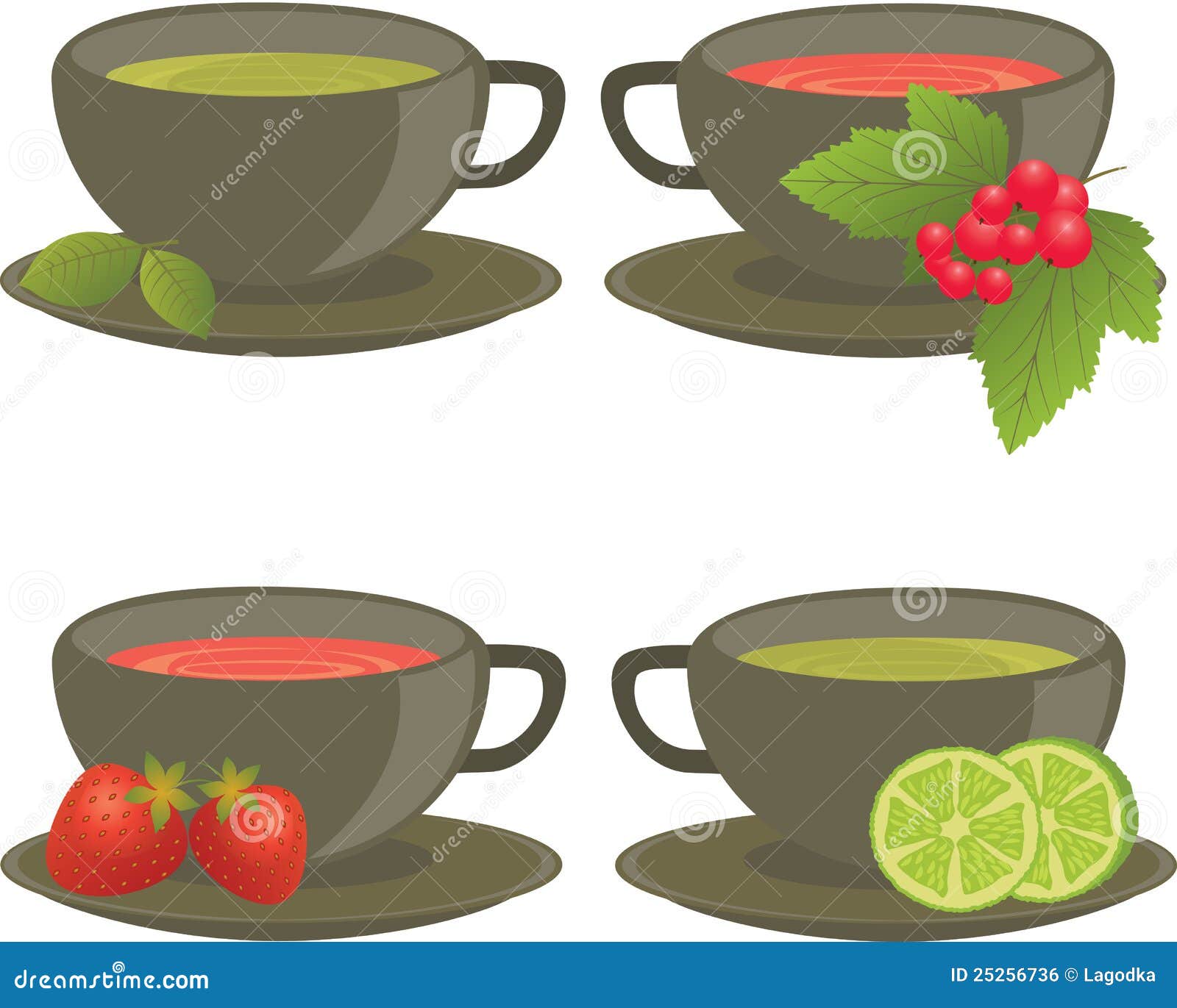 Verschillende Soorten Thee. Vector Illustratie - Illustration of munt ...